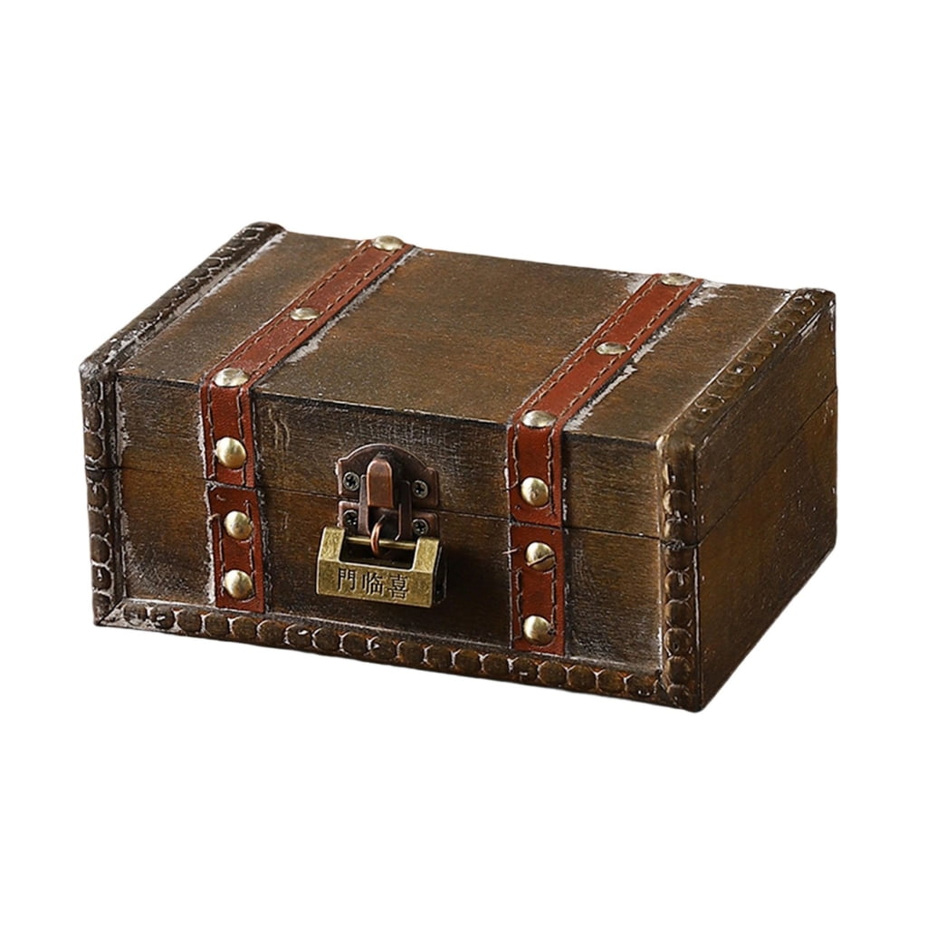 Secure Antique Wooden Locking Box For Valuables Decorative Storage ...