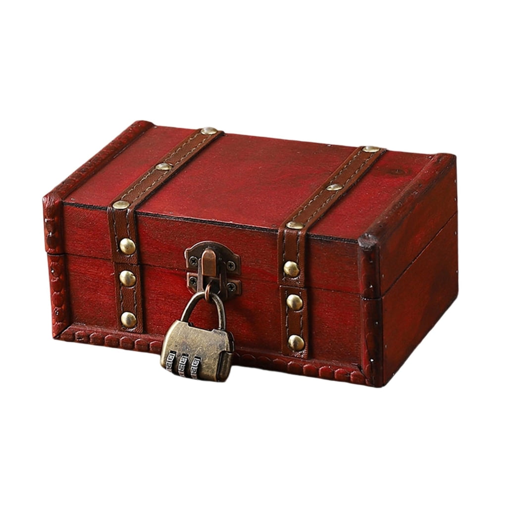 Secure Antique Wooden Locking Box For Valuables Decorative Storage ...
