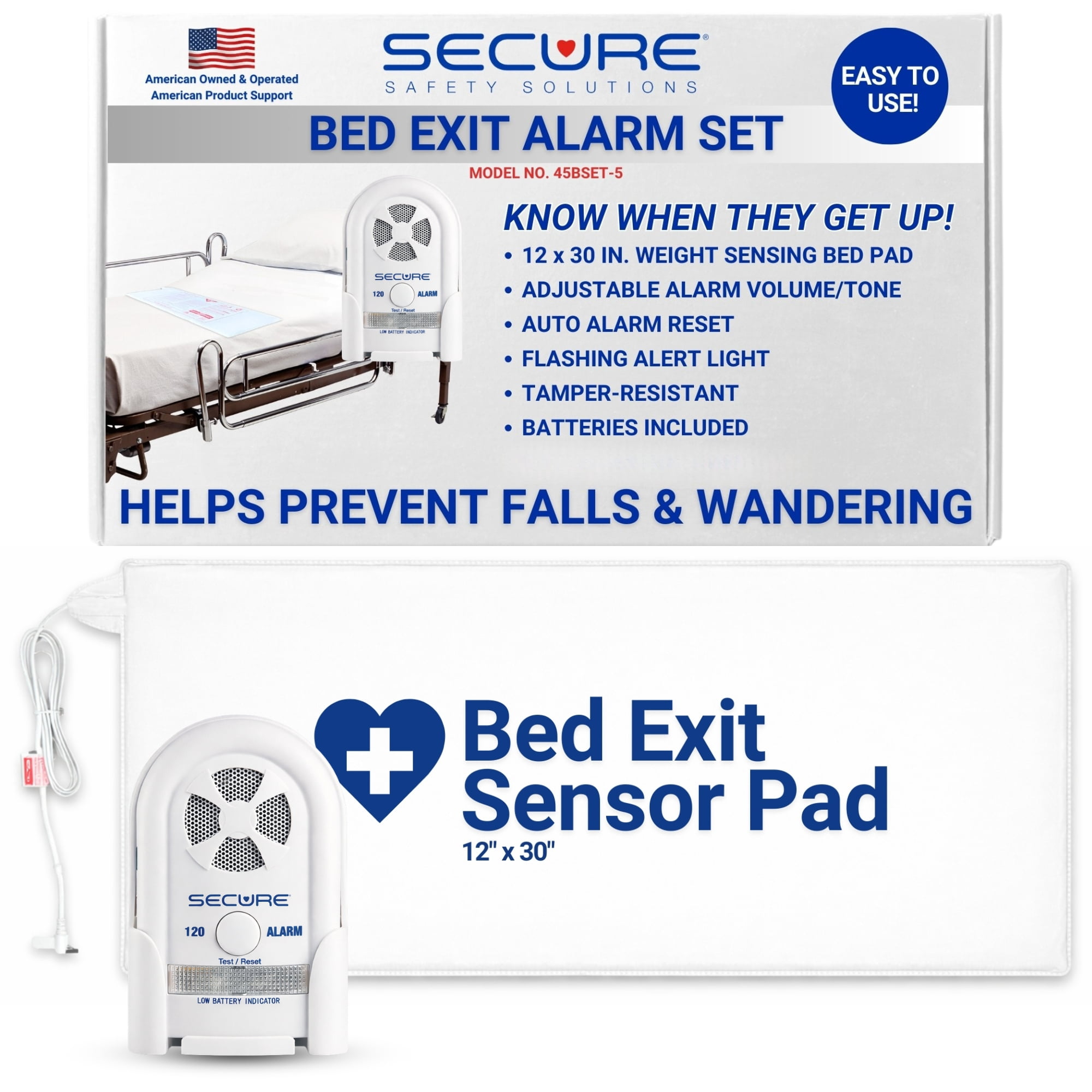 Secure Safety Solutions Bed Exit Alarm for Elderly Adults - Caregiver ...