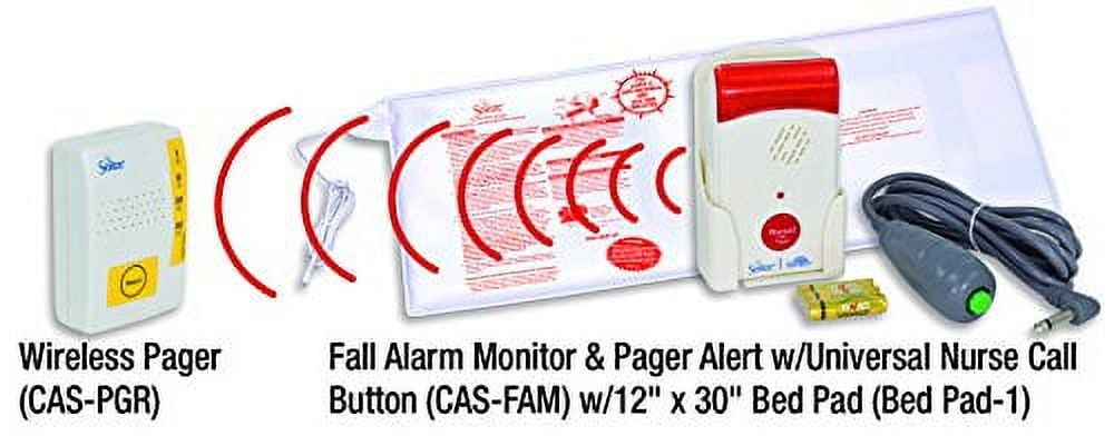 Secure Bed Exit Sensor Pad w/ Fall Alarm Monitor, Wireless Caregiver ...