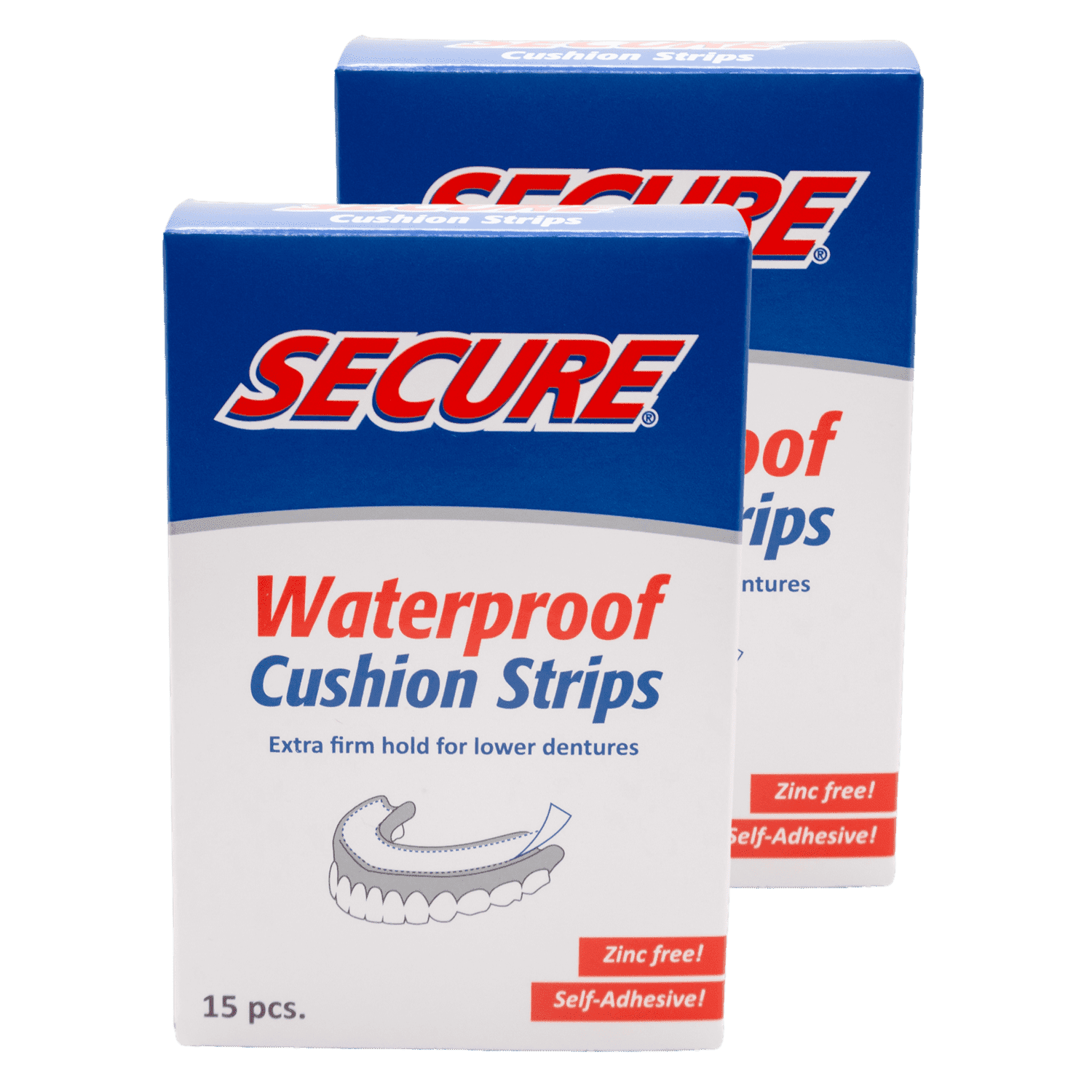 Secure Comfort Strips, Waterproof Denture Adhesive, Firm Hold, 30 ...