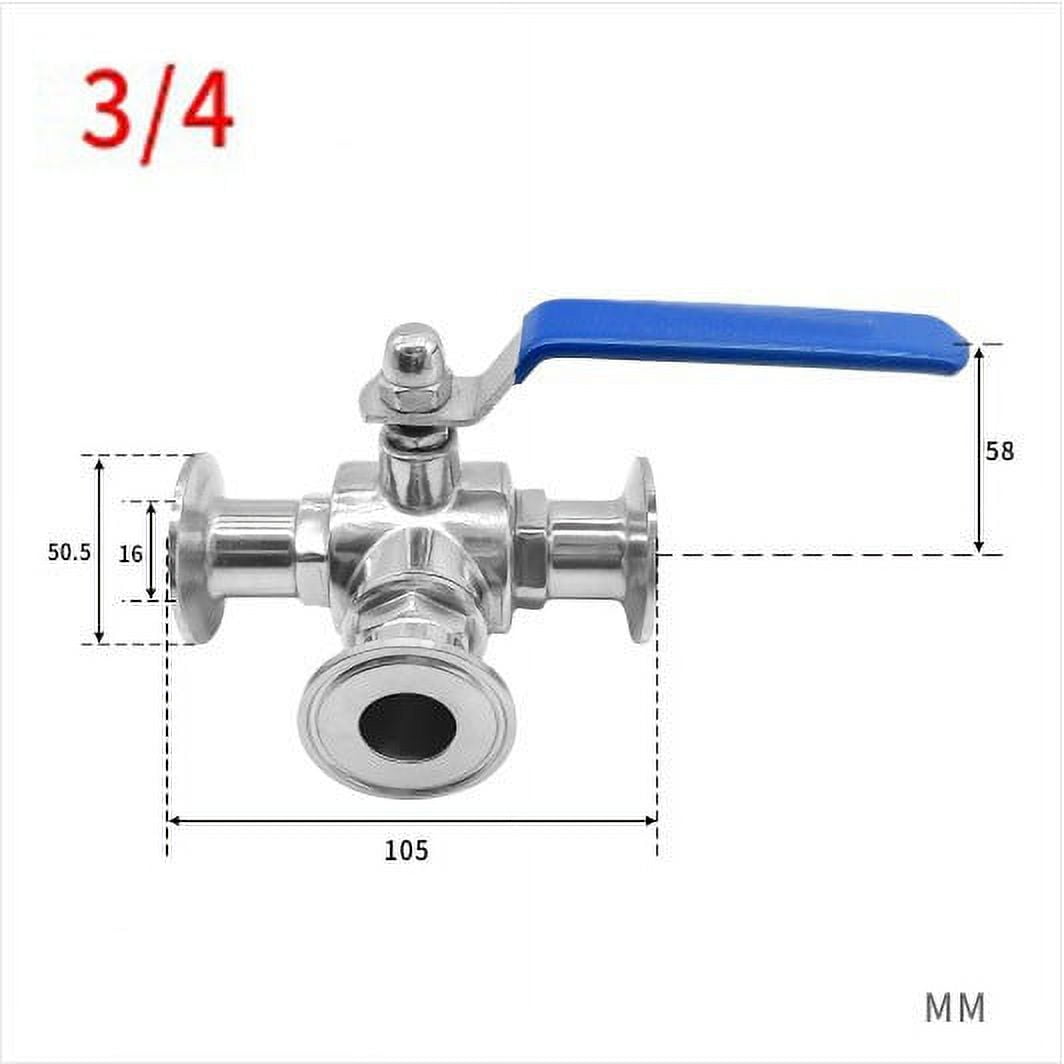 Secure Connection Stainless Steel 3 Way Ball Valve with Tri Clamp ...