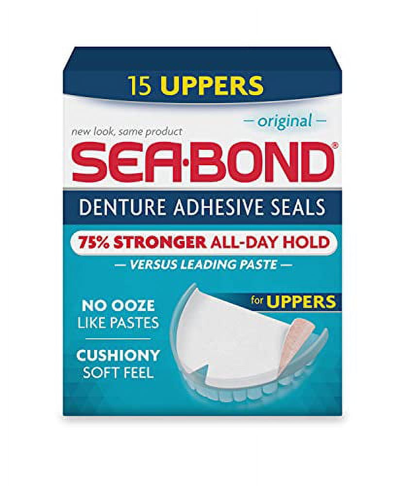 Secure Denture Adhesive Seals Original Uppers, Zinc Free, All Day Hold ...