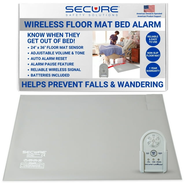 Secure Wireless Floor Mat Sensor Bed Alarm for Elderly Adults - 24"x36 ...