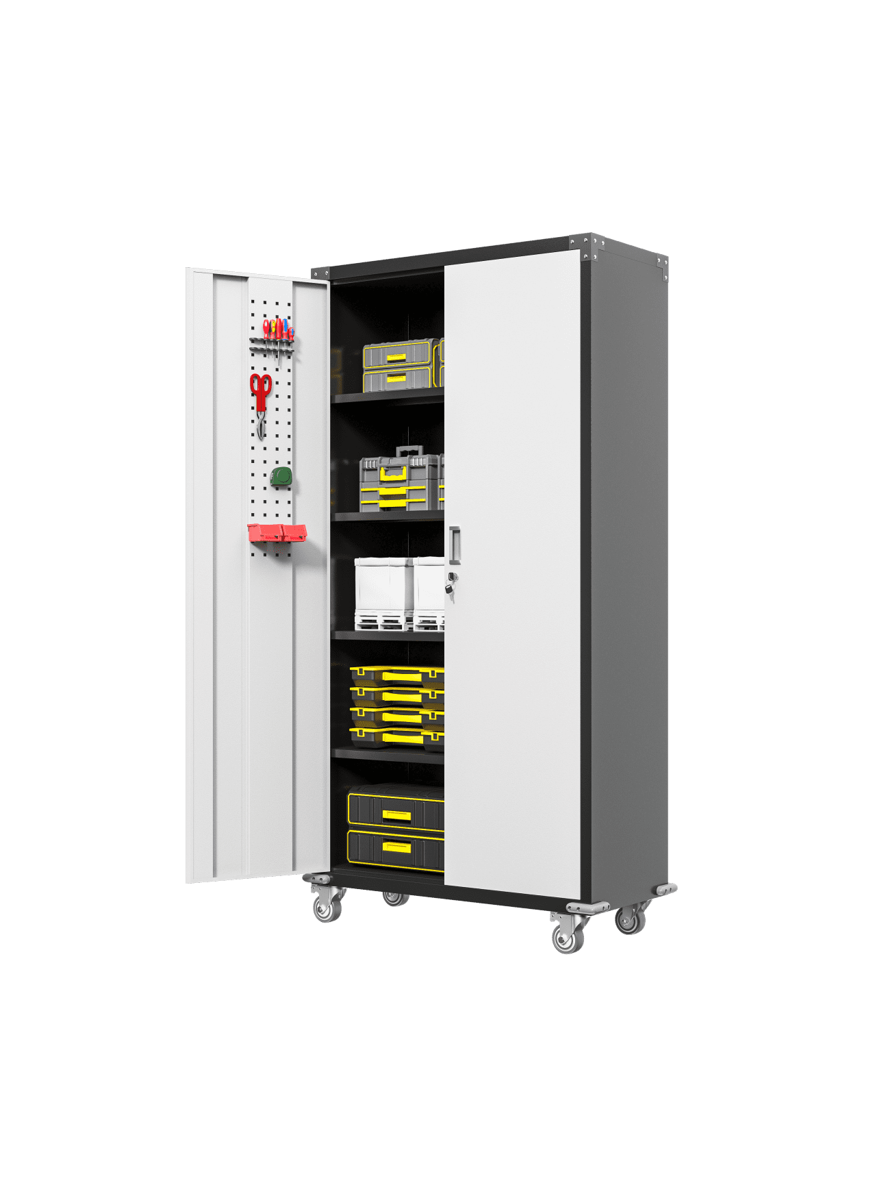 Secure Garage Storage Cabinet with Reinforced Locking Doors & 4 ...