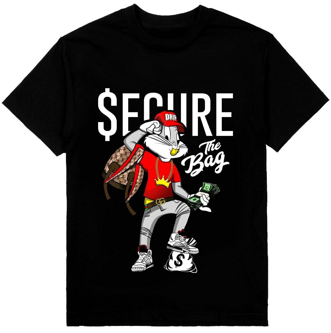 Secure The Bag Drip Mens Heavyweight T-Shirt Print On Shaka Wear Tee ...