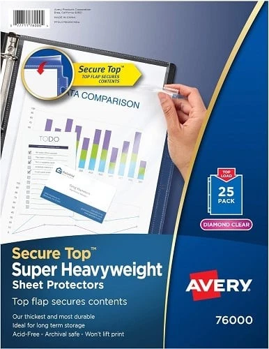 Secure Top(Tm) Sheet Protectors Top-Load Super Heavyweight Clear 8 ...