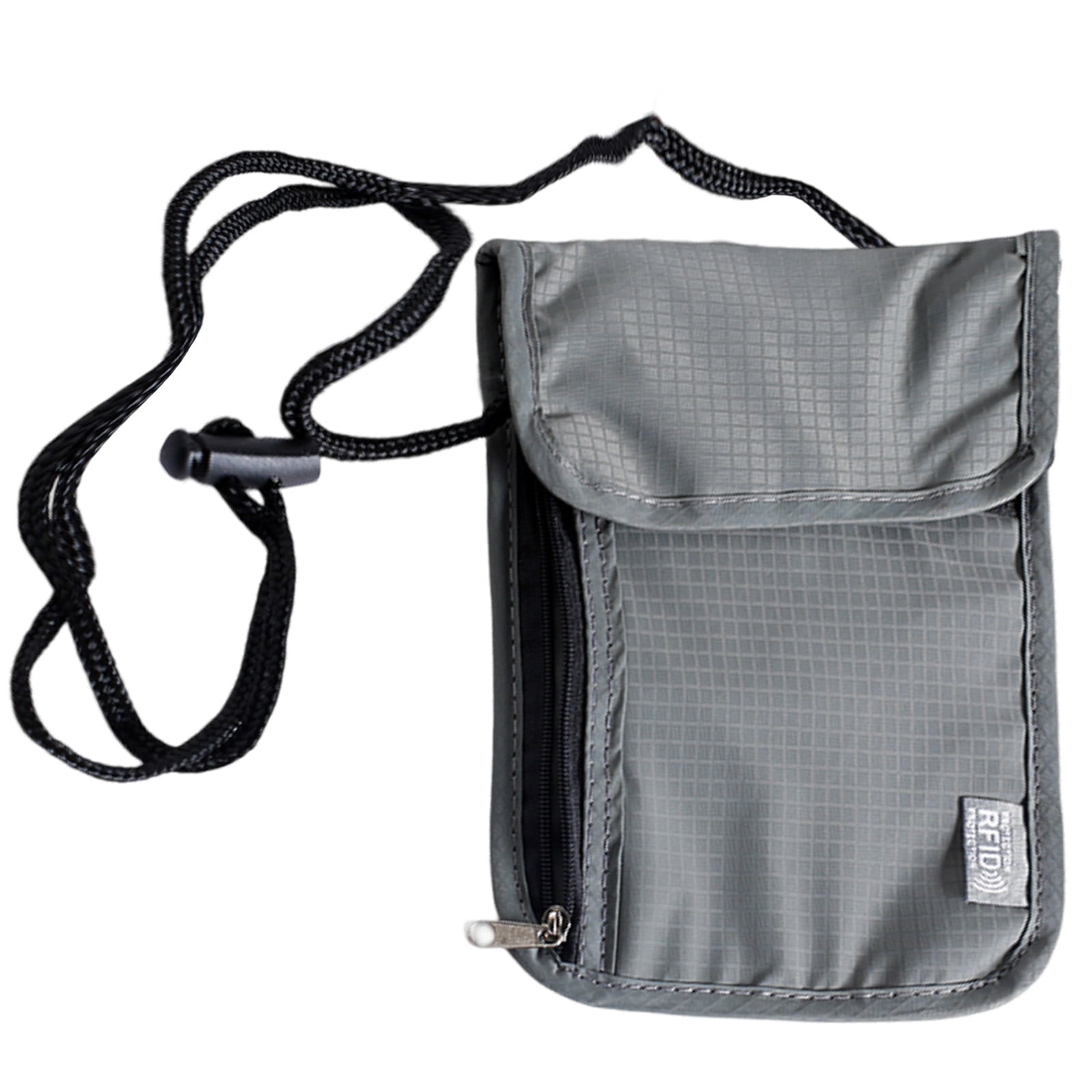 Secure Travel Neck Wallet with RFID Blocking, Passport Organizer Grey ...