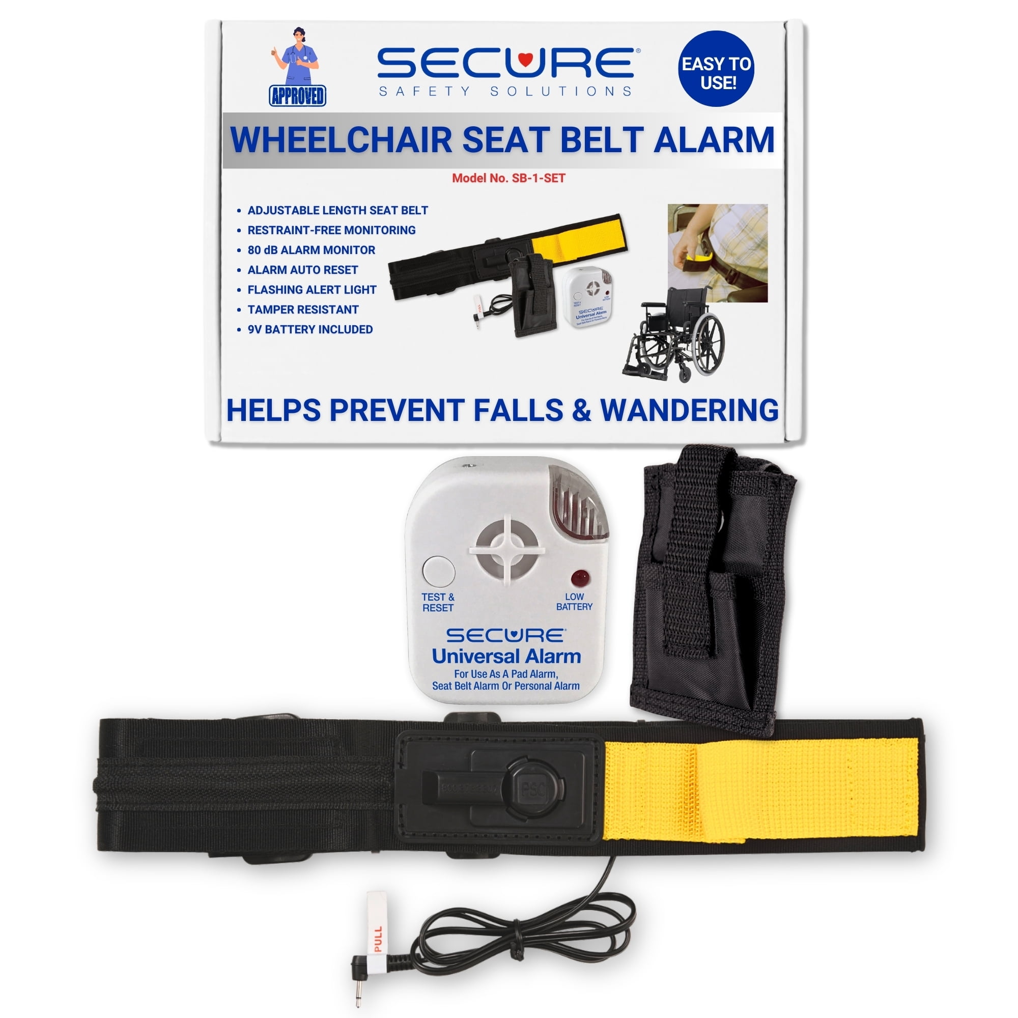 Secure Wheelchair Seat Belt Alarm Set for Fall Prevention / Management ...