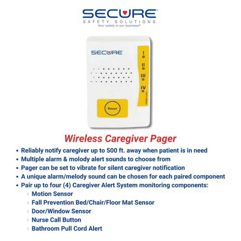 Secure Wireless Caregiver Pager with Four (4) Nurse Call Buttons ...