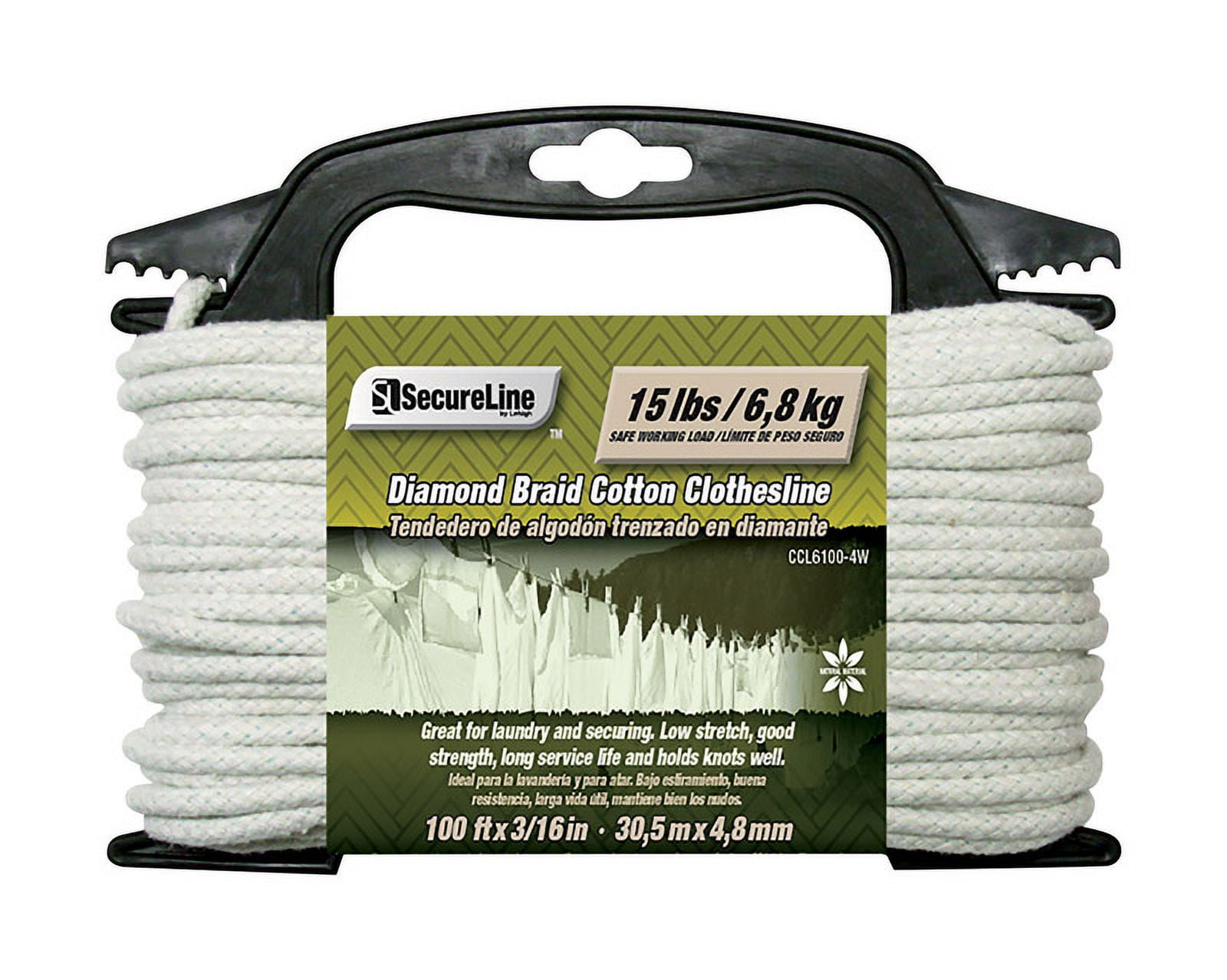SecureLine 3/16 in. D X 100 ft. L White Diamond Braided Cotton ...