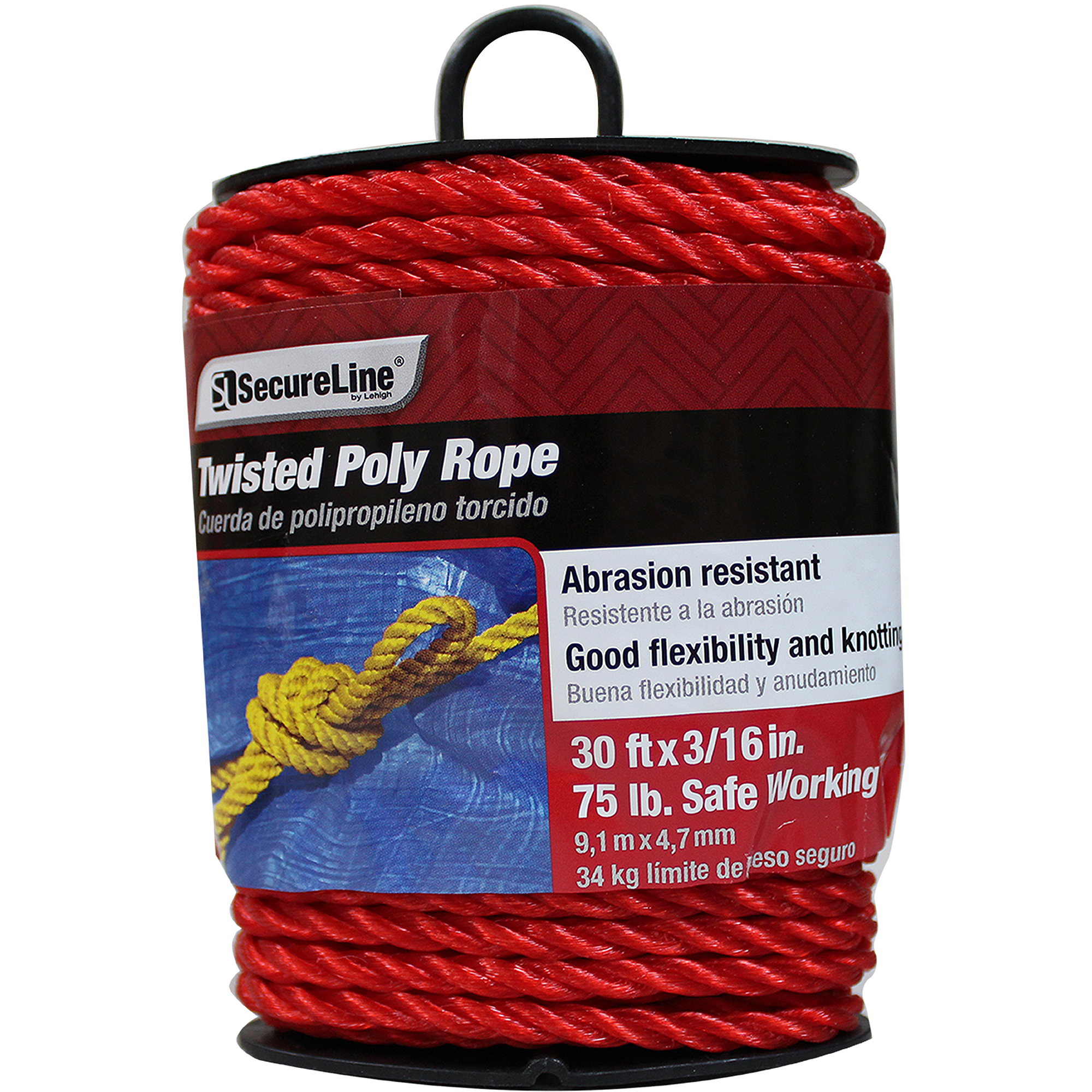 SecureLine 3/16" x 30' Twisted Polypropylene Rope, Multi-Color ...
