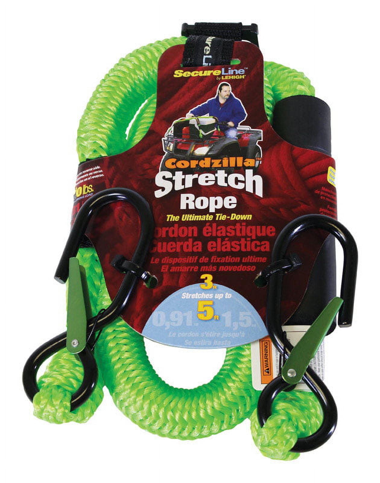 Wellington CZB3 Stretch Rope, 8 mm Dia, 3 ft L, Polypropylene, Green ...