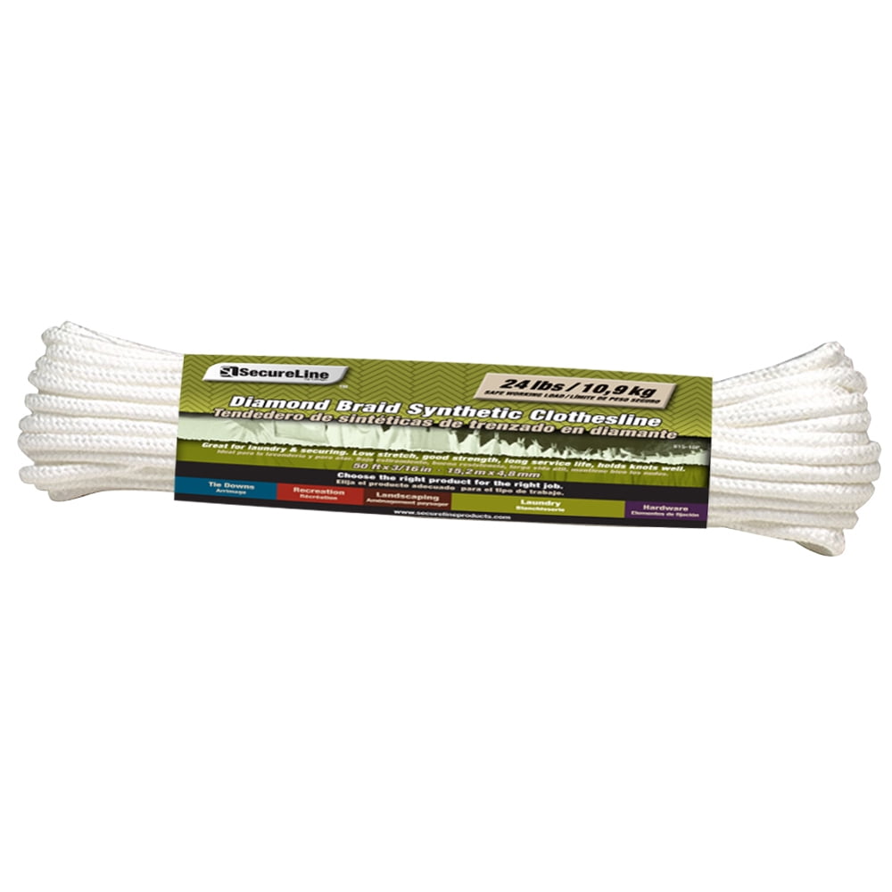 SecureLine Lehigh 3/16 in. D X 50 ft. L White Diamond Braided Cotton ...
