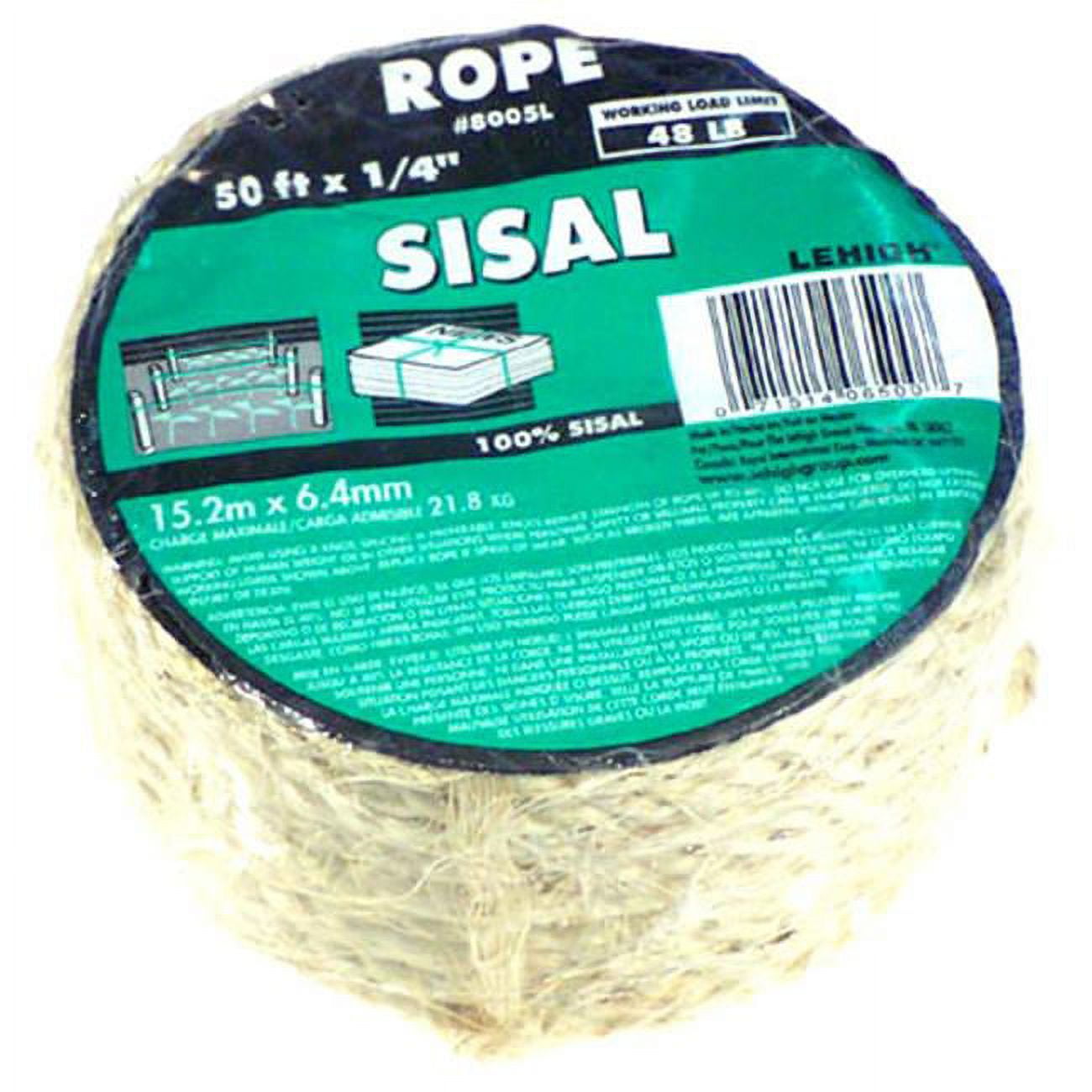 SecureLine Lehigh 3/8 in. D X 50 ft. L Natural Twisted Sisal Rope ...