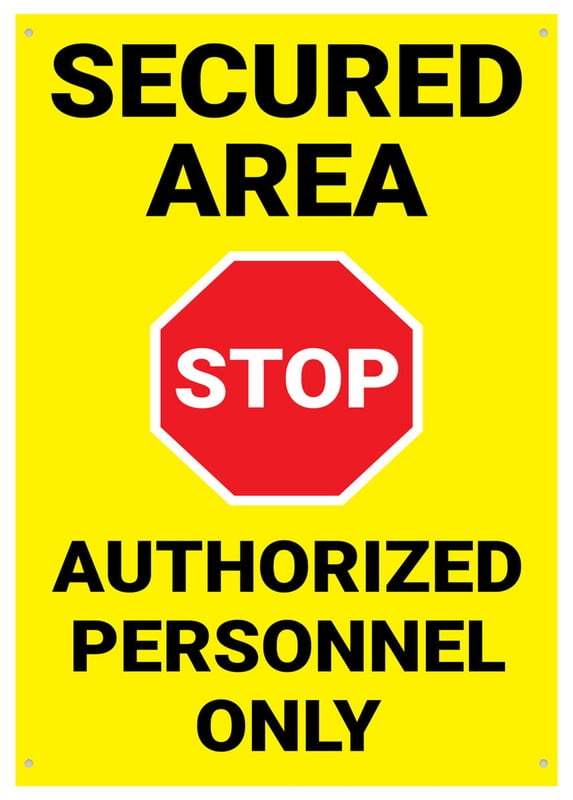 Secured Area Authorized Personnel Only With Stop Icon Portrait Sign For ...