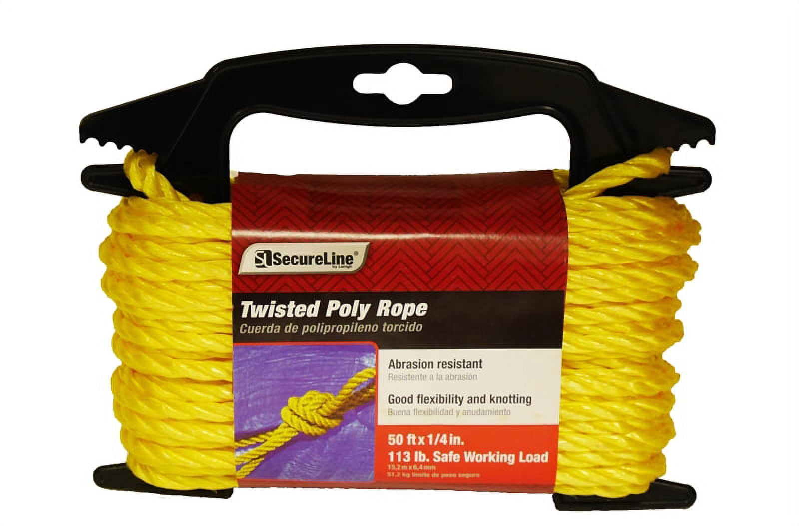 Secureline 50' X 1/4" Twisted Poly Rope - Walmart.com