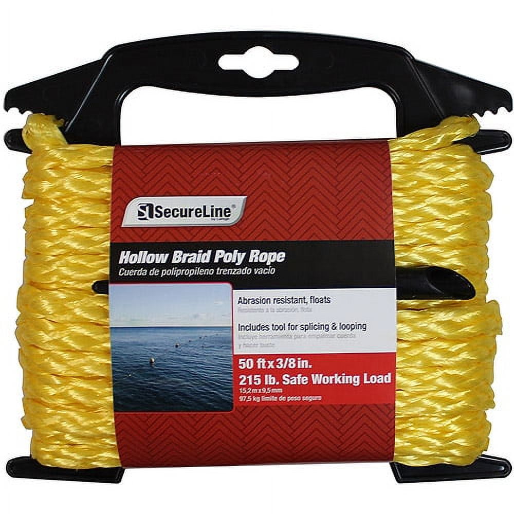 Secureline 50' X 3/8" Hollow Braided Poly Rope - Walmart.com