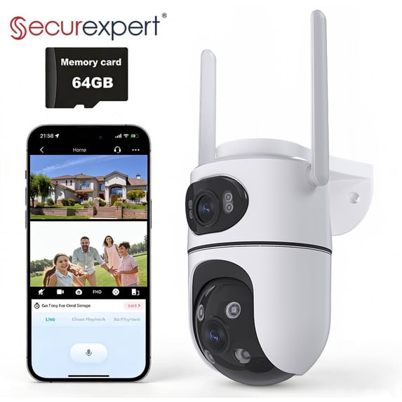 Securexpert 4K Dual Lens Wifi Camera With 64GSD Card Outdoor PTZ Night ...
