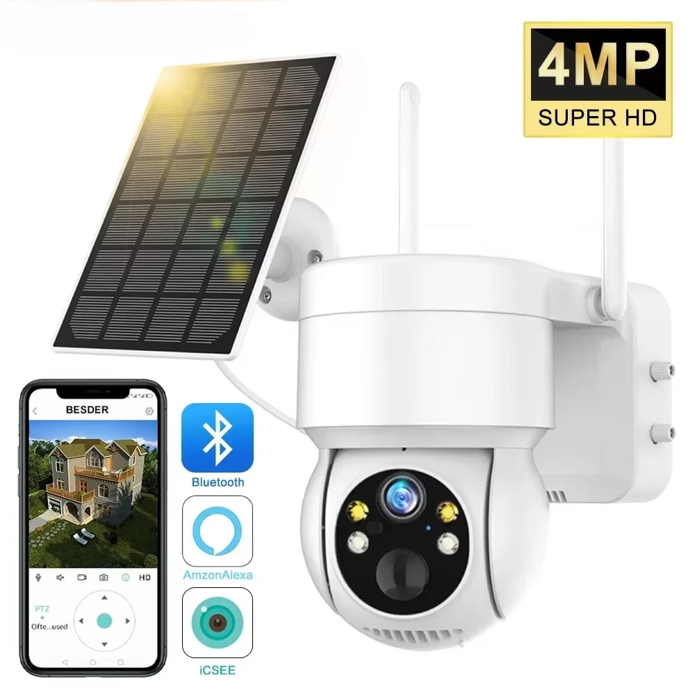 Securexpert 4MP HD Solar WiFi PTZ Camera Outdoor Wireless Solar IP Cam ...