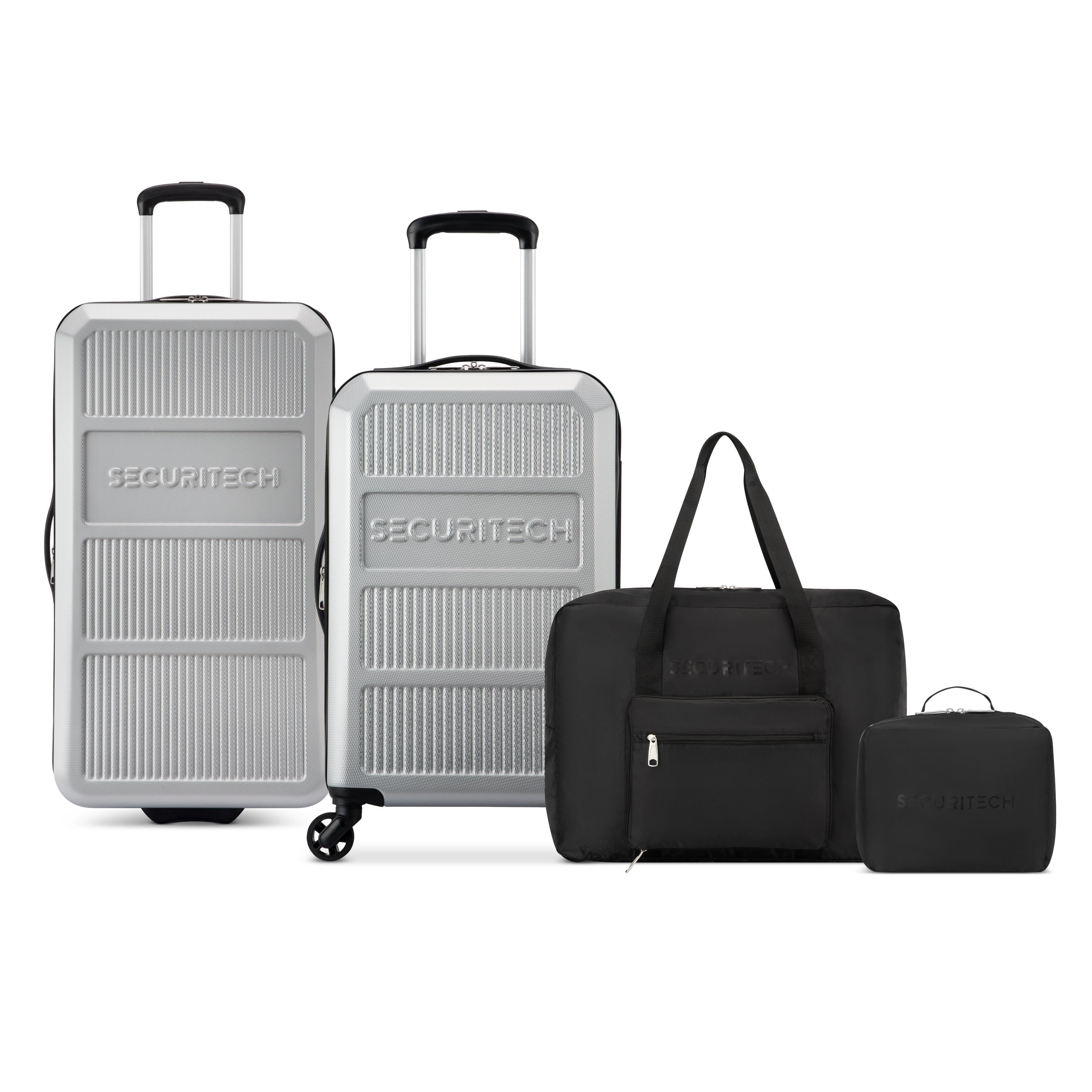Securitech by Delsey, Asphalt 4 PC Spinner Luggage Set Carry-on, Trunk, Duffel Bag, and Toiletry ...