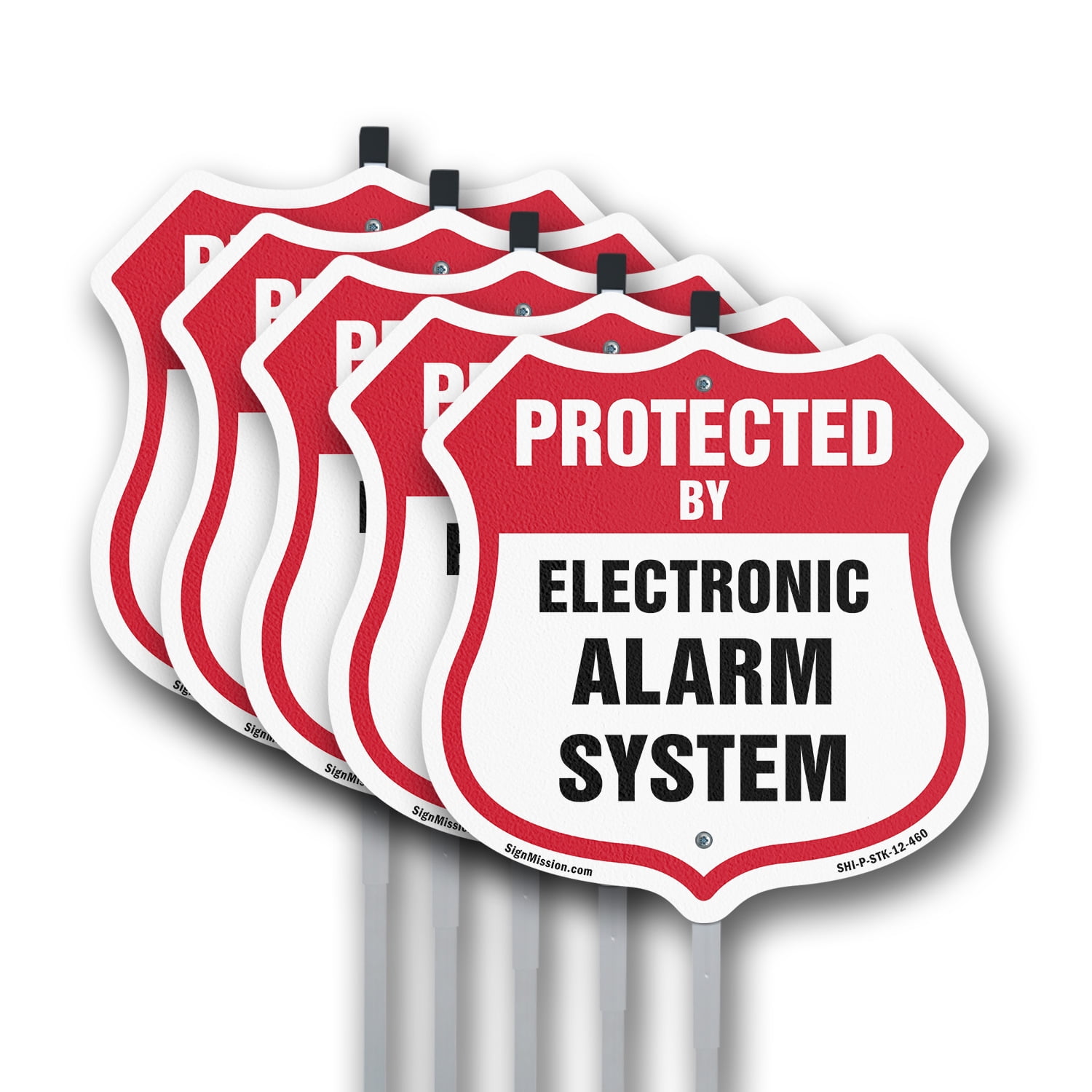 Security Alarm Shield Sign Protected By Electronic Alarm System (5 Pack ...