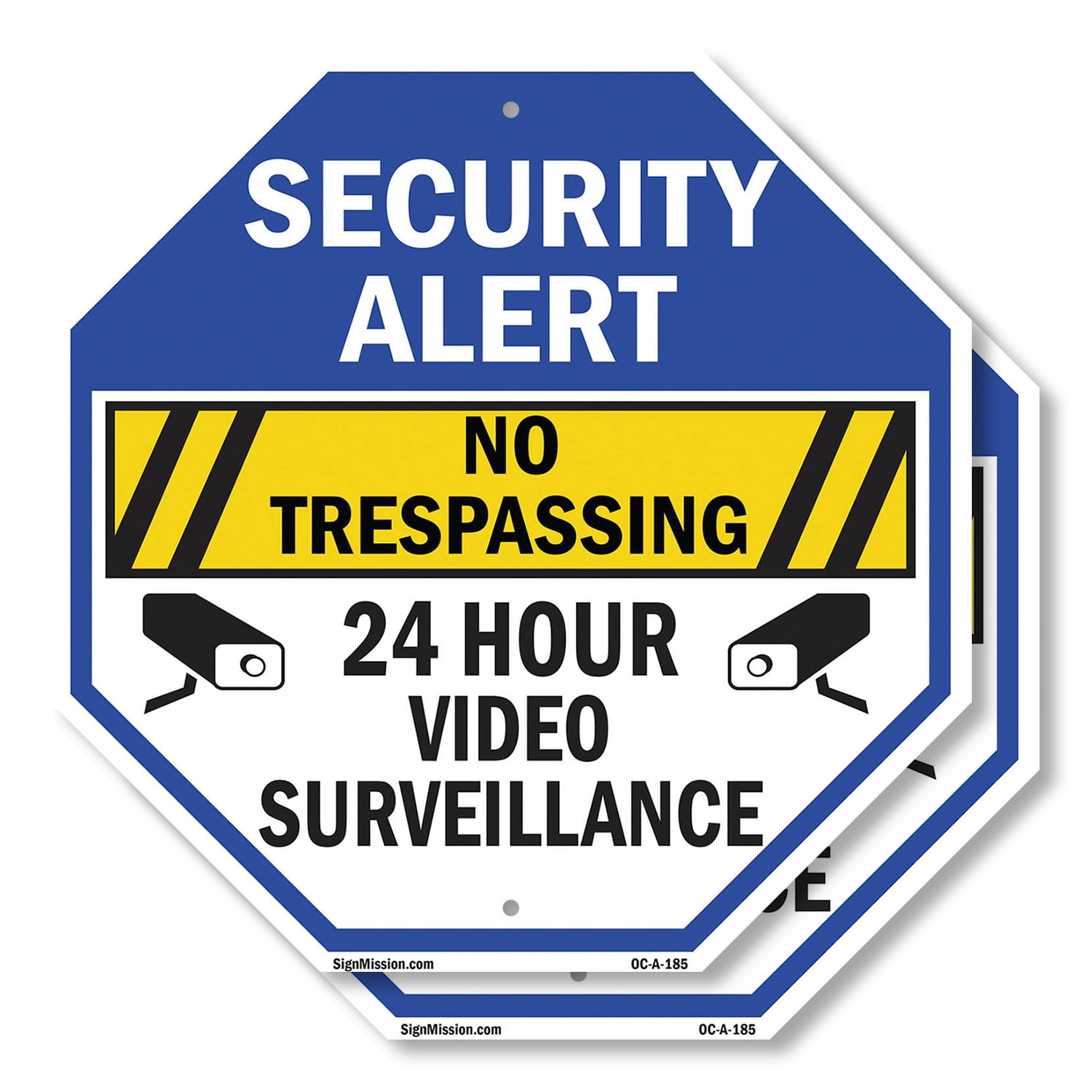 Security Alert No Trespassing 24 Hour Video Surveillance (2 Pack) 10 ...