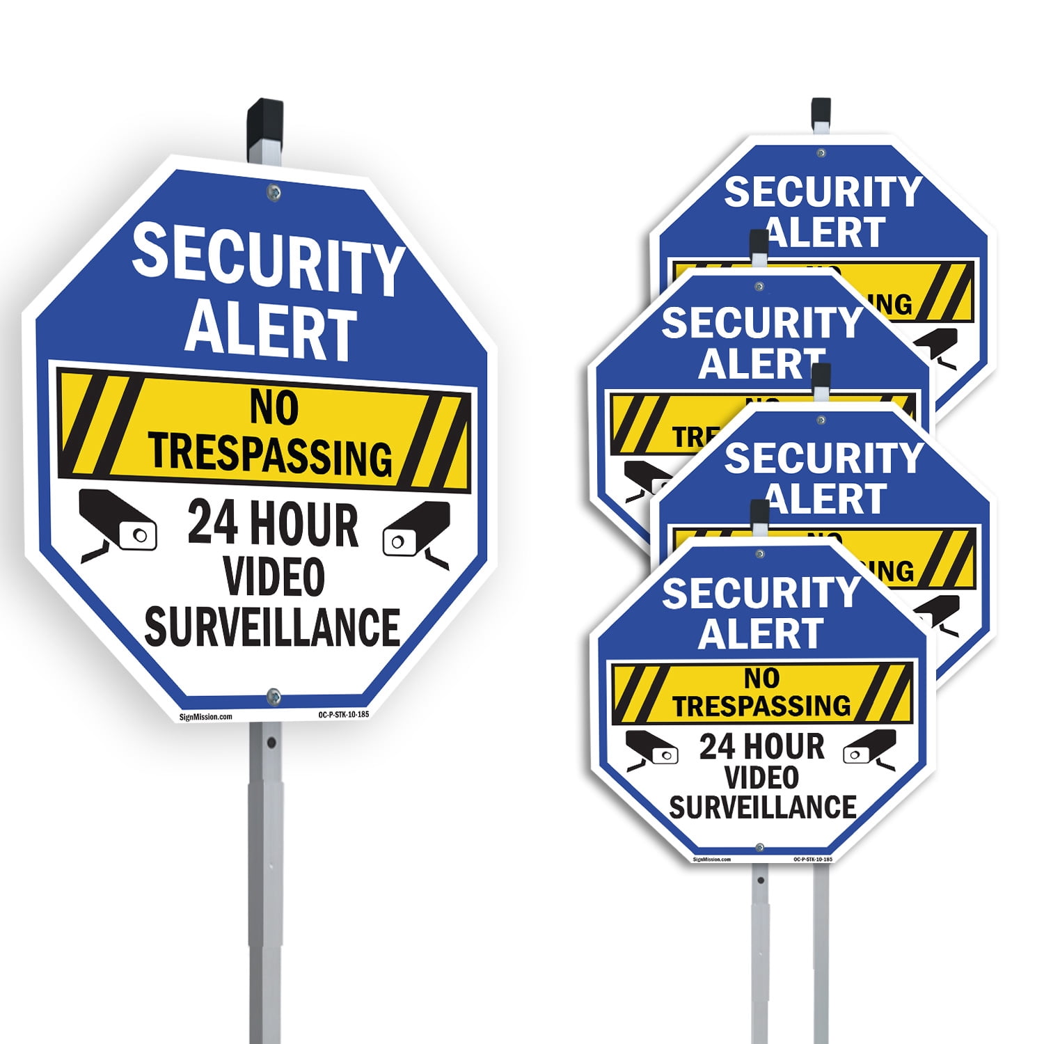 Security Alert No Trespassing 24 Hour Video Surveillance (5 Pack) 10 ...