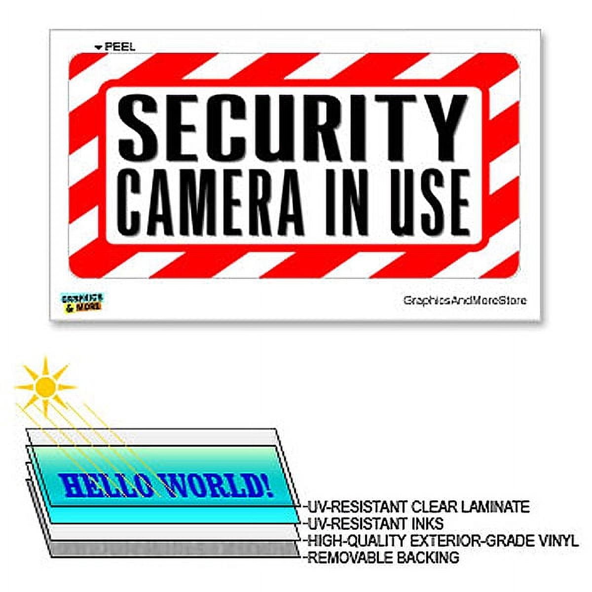 Security Camera In Use - 12 in x 6 in - Laminated Sign Alert Warning ...
