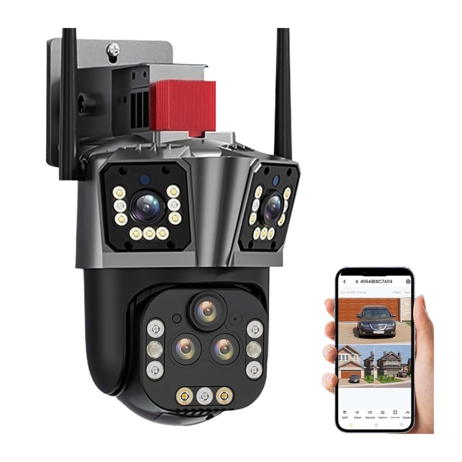 Security Camera Outdoor, 20MP 10K IP Camera 20X Zoom Five Lens Outdoor ...