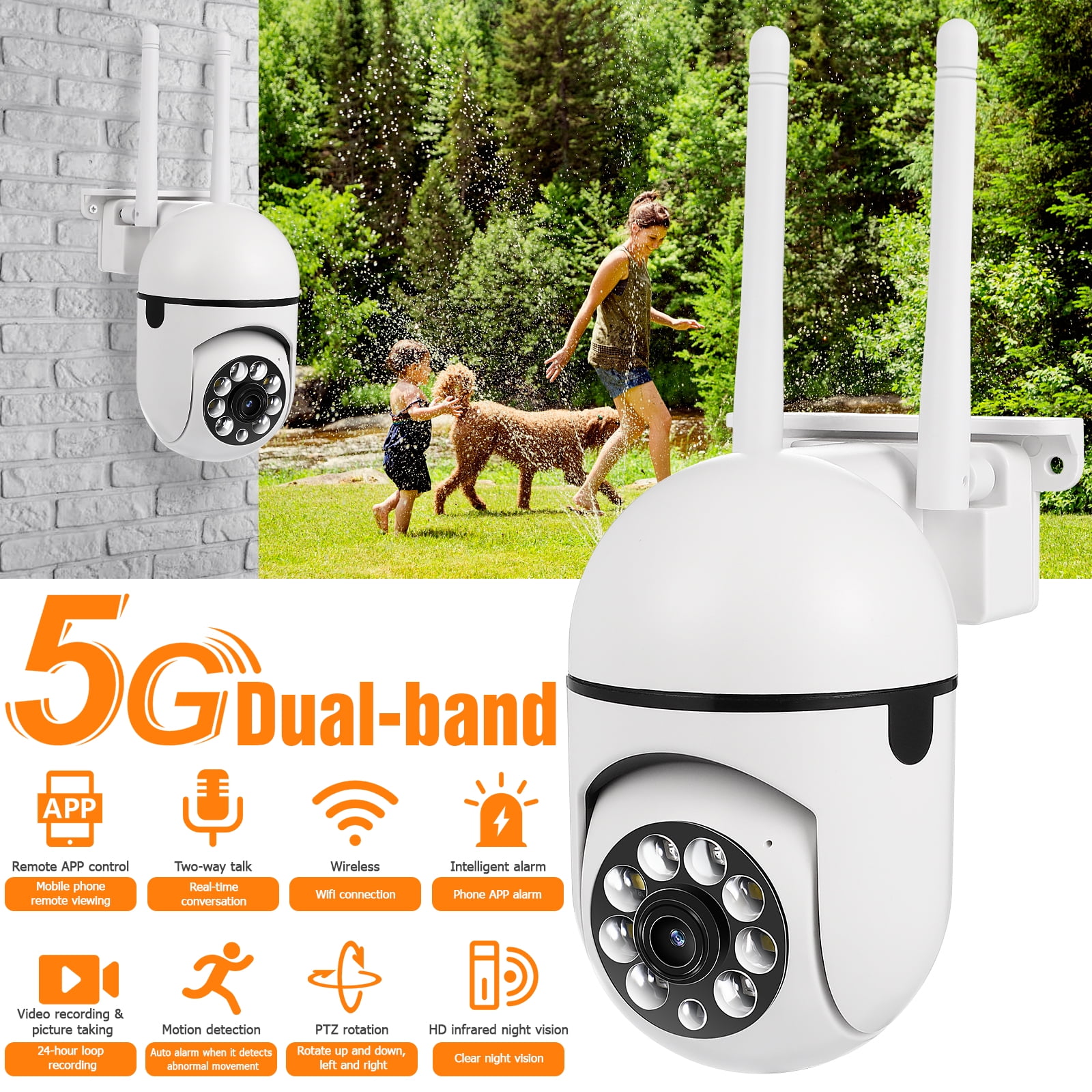 Security Outdoor, 360°Pan & Tilt, Color Night Vision & Motion Detection ...