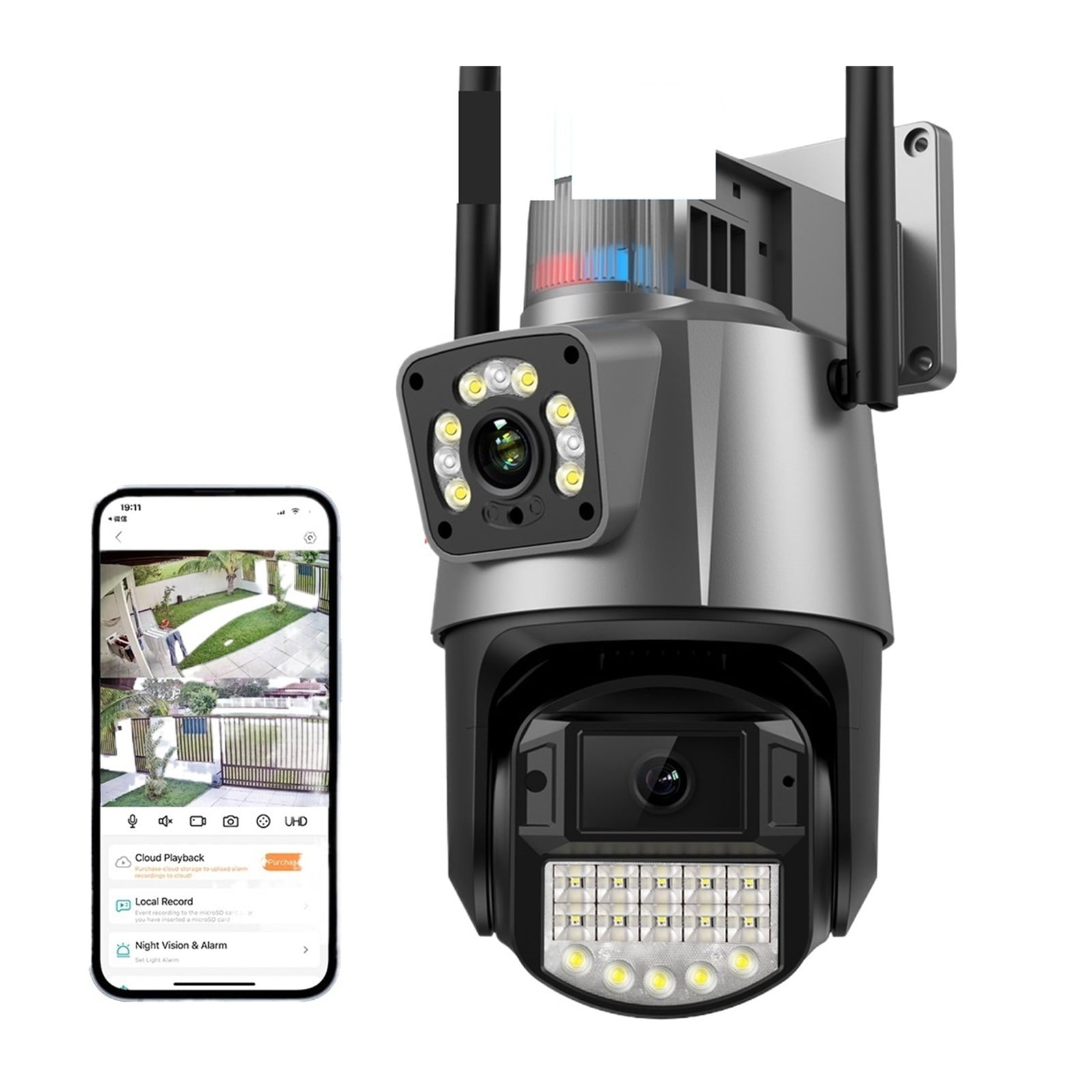 Security Camera Outdoor, 4K 8MP 4X Zoom PTZ Camera Outdoor HD 4MP Dual ...