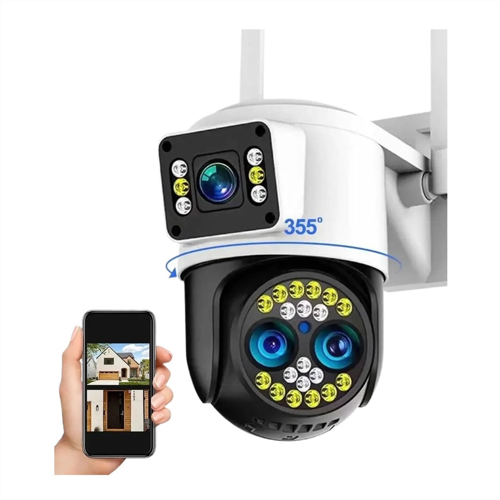 Security Camera Outdoor, 4K 8MP Three Lens Dual Screens 10X Zoom PTZ ...