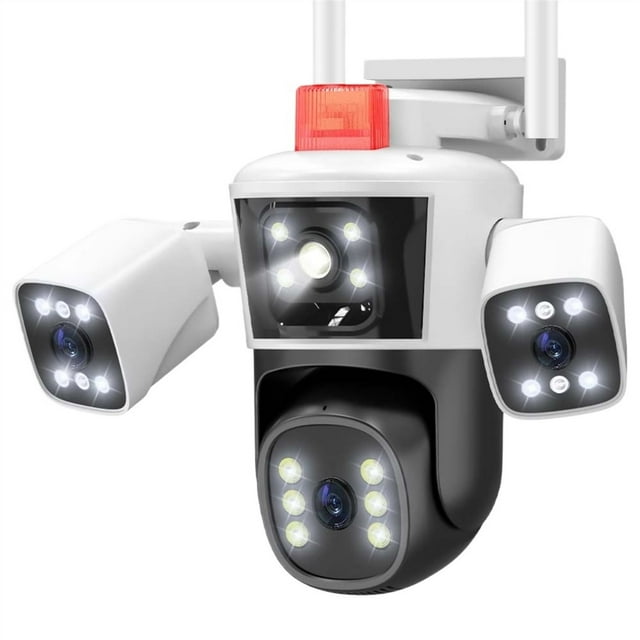 Security Camera Outdoor, 6K 12MP IP Camera Outdoor Three lens Panoramic ...