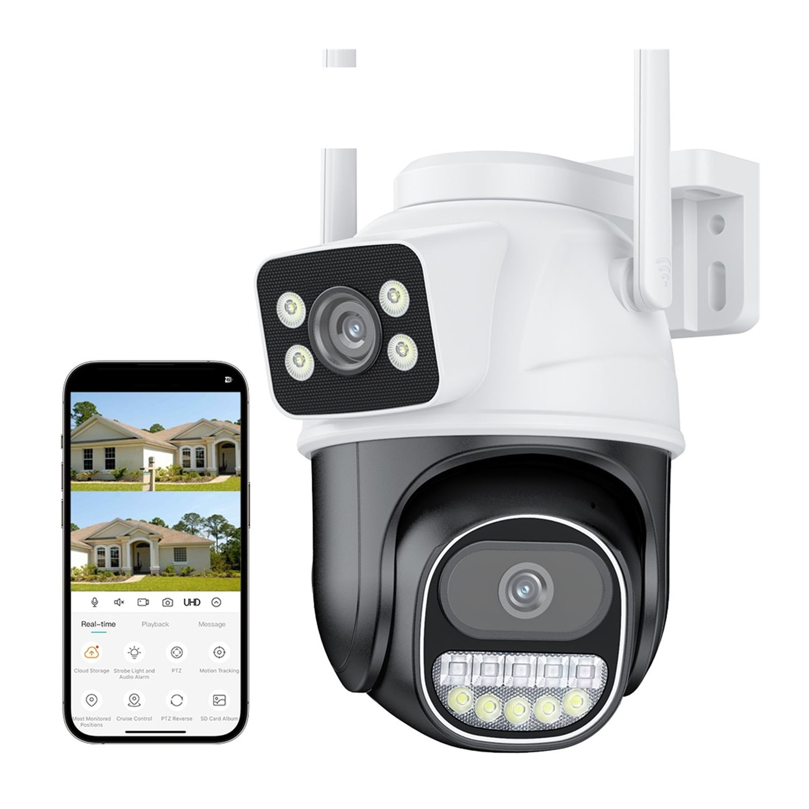 Security Camera Outdoor, 8MP 4K IP Camera Outdoor 4X Zoom Dual Lens ...