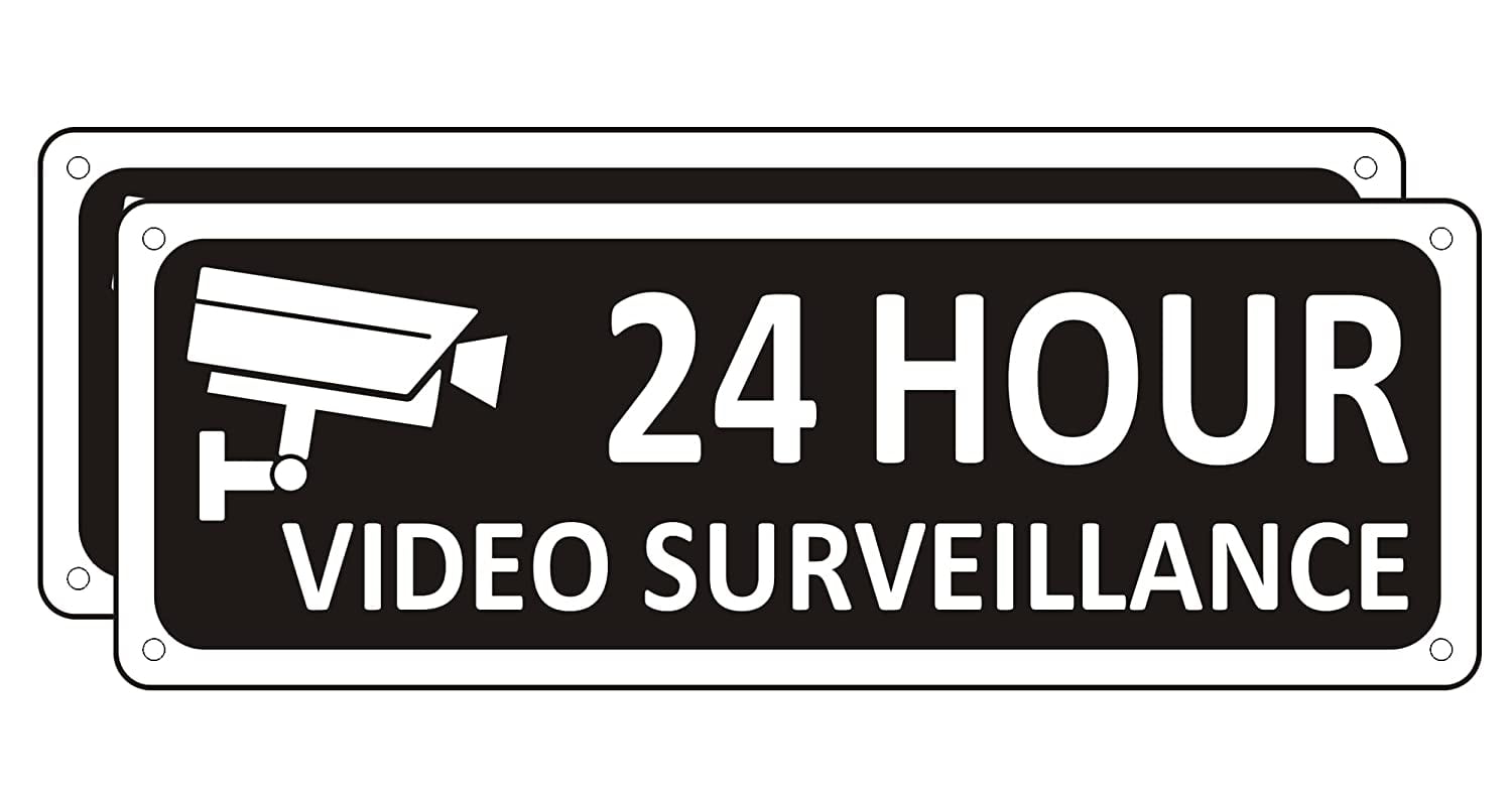 Security Camera Sign, (2 Pack) Video Surveillance Signs, 10" x 3.5 ...