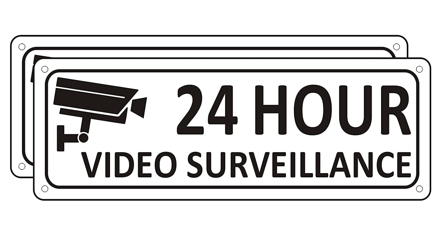 Security Camera Sign, (2 Pack) Video Surveillance Signs, 10" x 3.5 ...