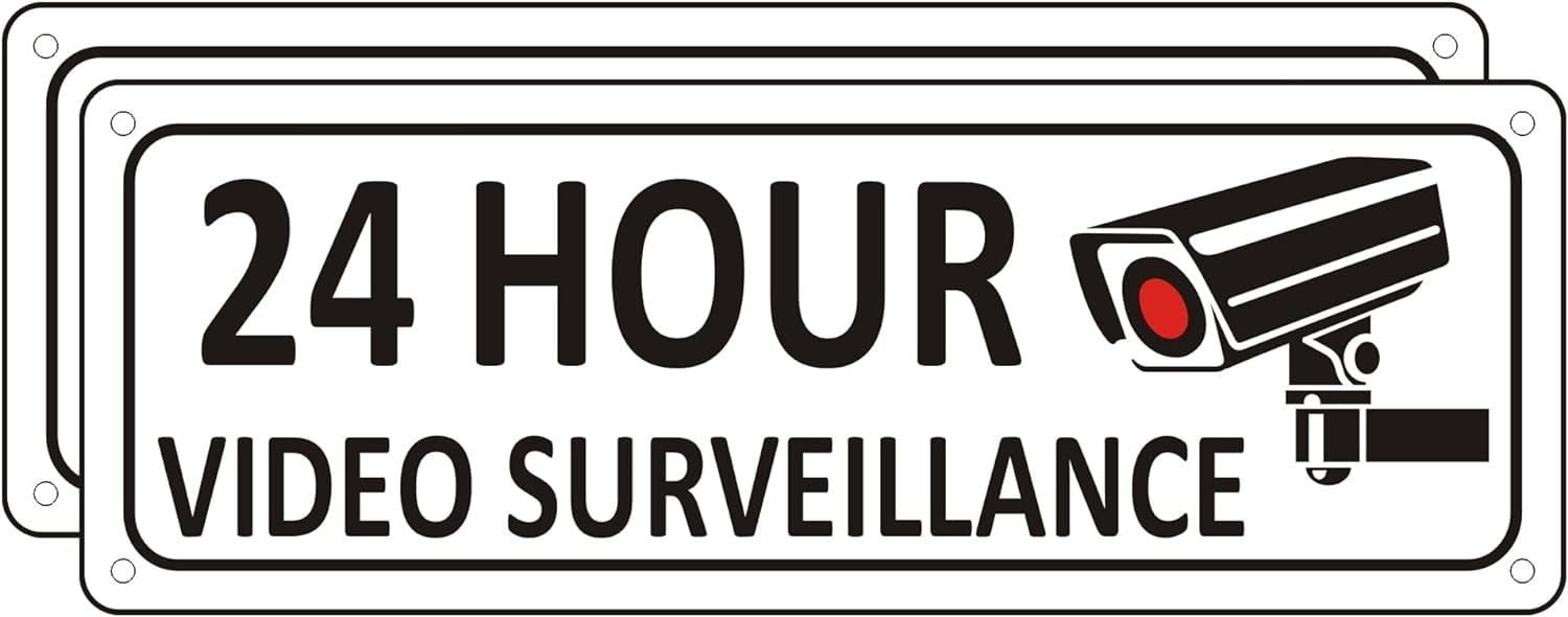 Security Camera Sign Metal, (2 Pack) Video Surveillance Signs Small, 10 ...