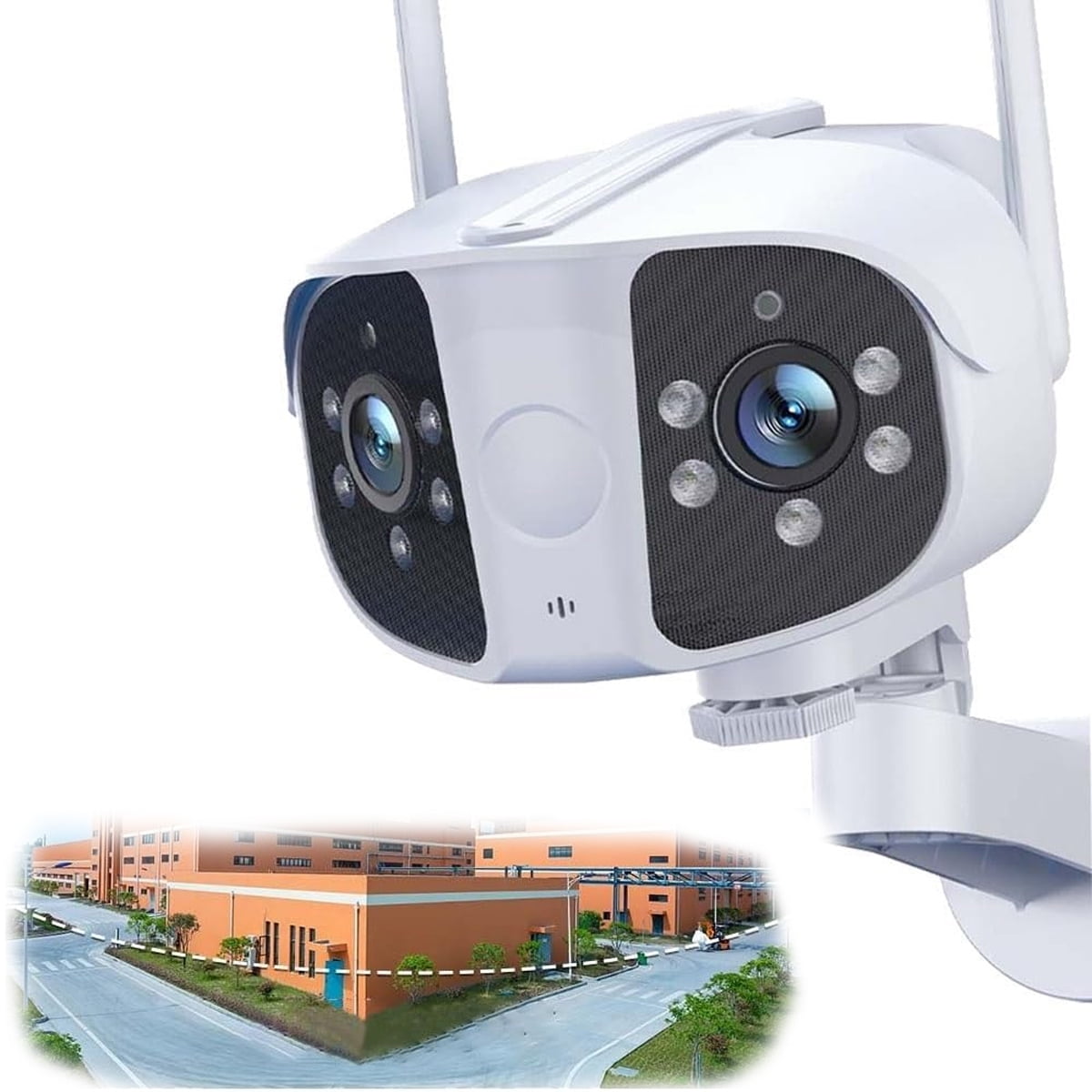 Security Camera WiFi Outdoor, Dual Lens 180° Ultra Wide Angle,HD ...