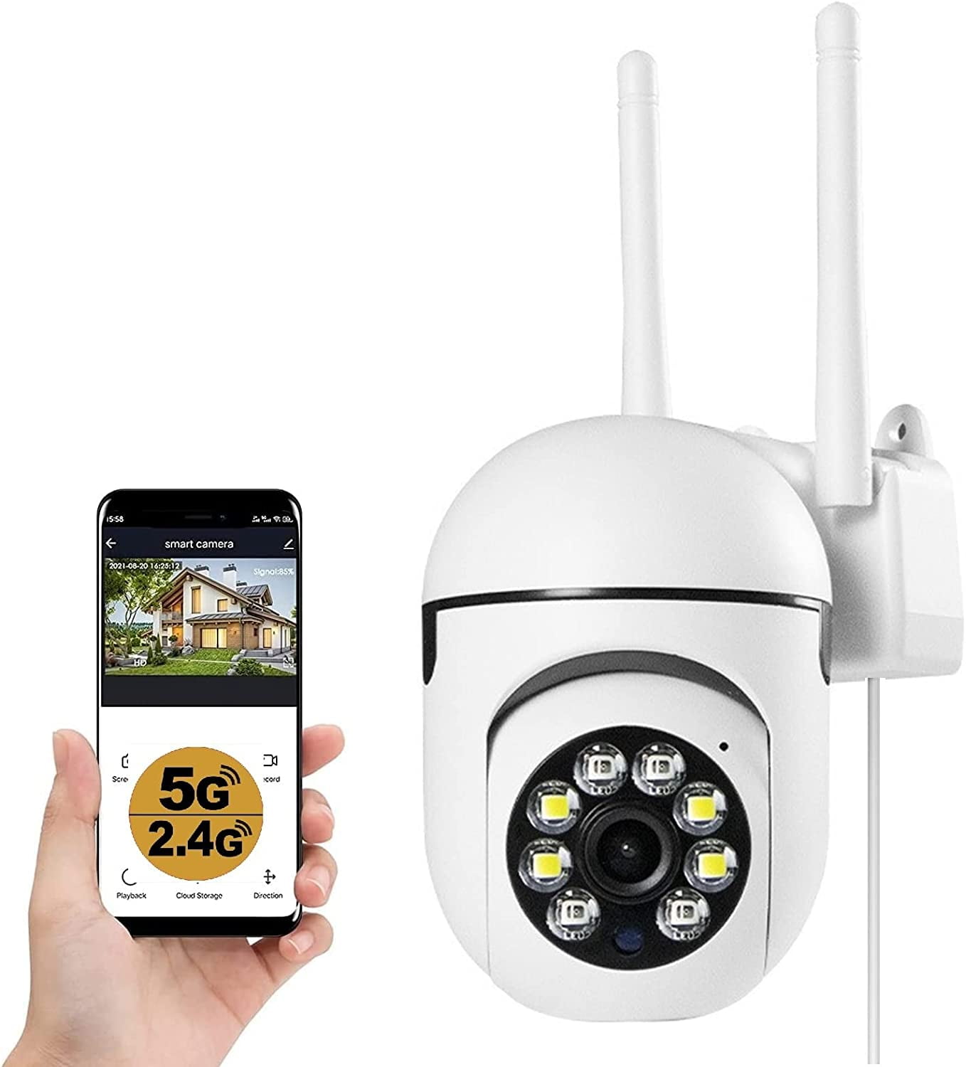 MUSICOZY Security Camera, 1080P Dome Surveillance, 360° View, 2.4GHz ...