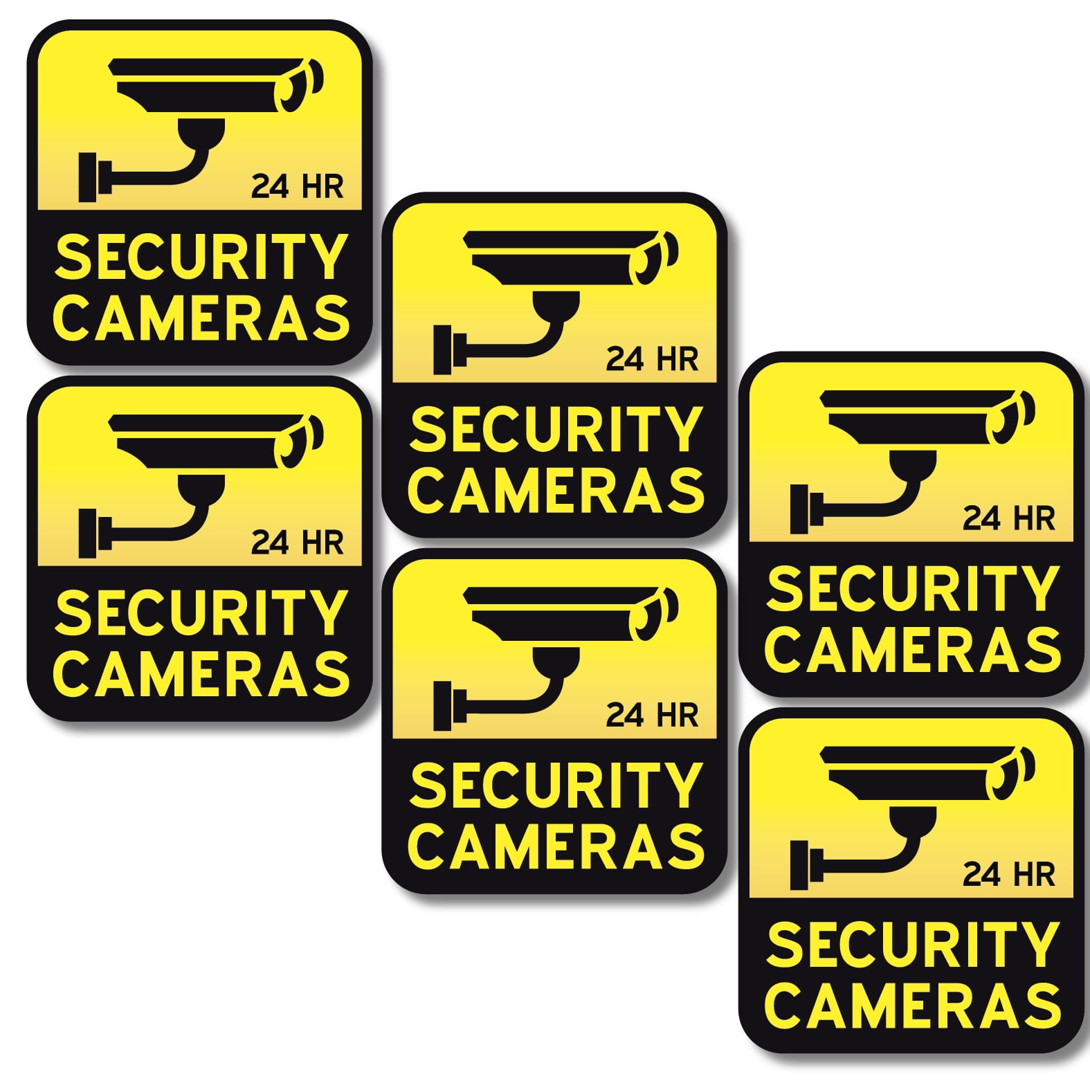 Security Cameras 24hr Recording Decal Sticker Packs - (Yellow ...