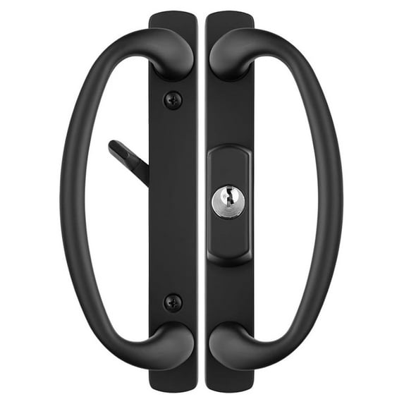 Security Center Key Locking Sliding Door Handle in Black Fits 1-3/4 ...