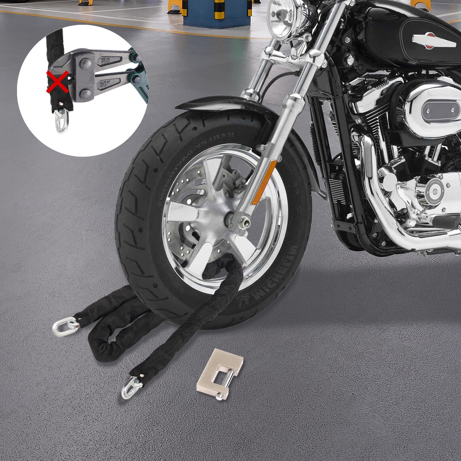 Security Chain and Lock Kit,3/8 Inch x 6 Foot Square-Shaped High Safety ...