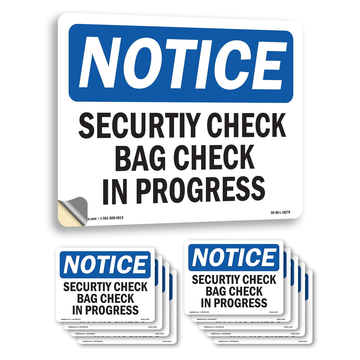 Security Check Bag Check In Progress OSHA Notice Vinyl Decal Label 10 ...