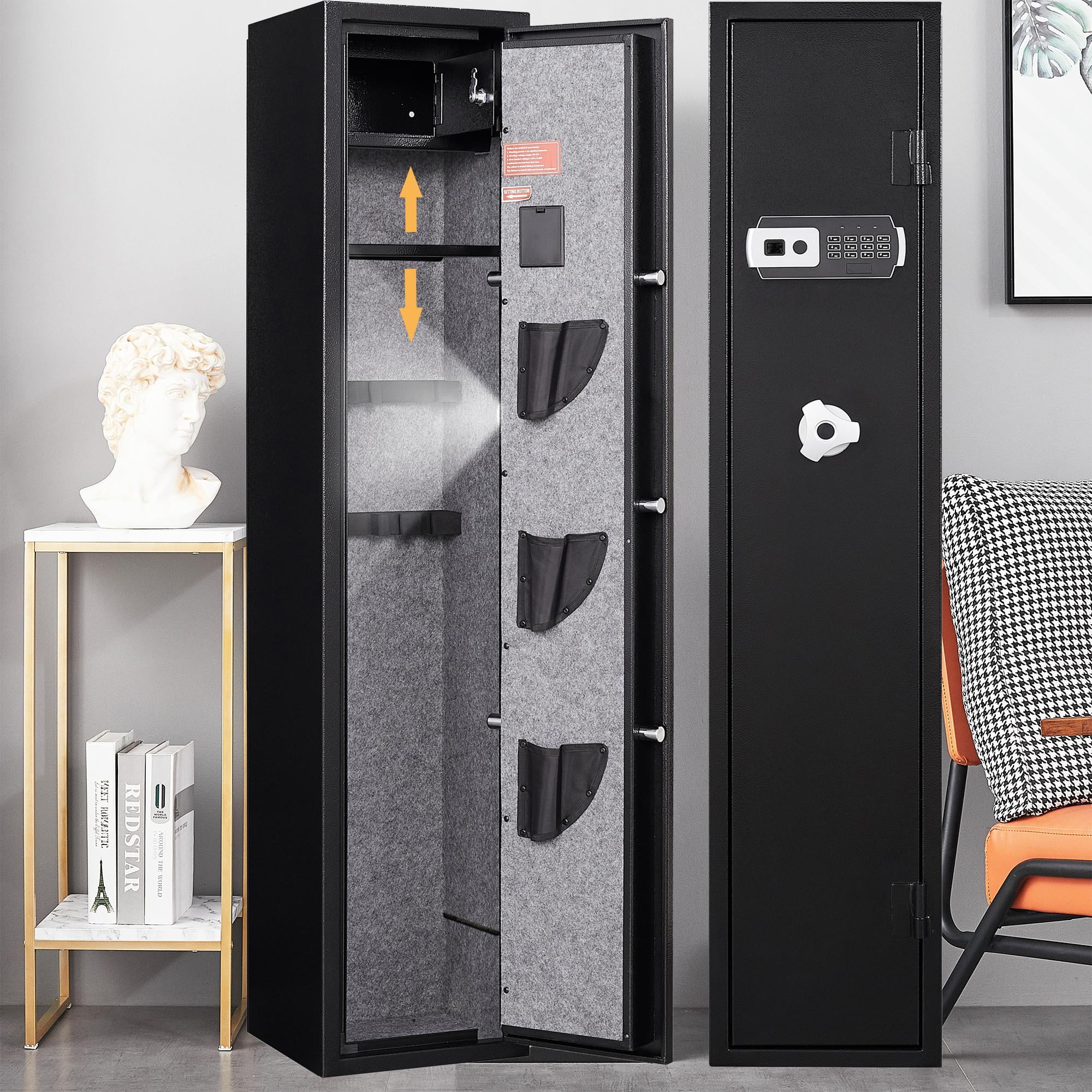 Seizeen Electronic Digital Keypad Gun Safe, 5 Long Guns, Anti-Static ...