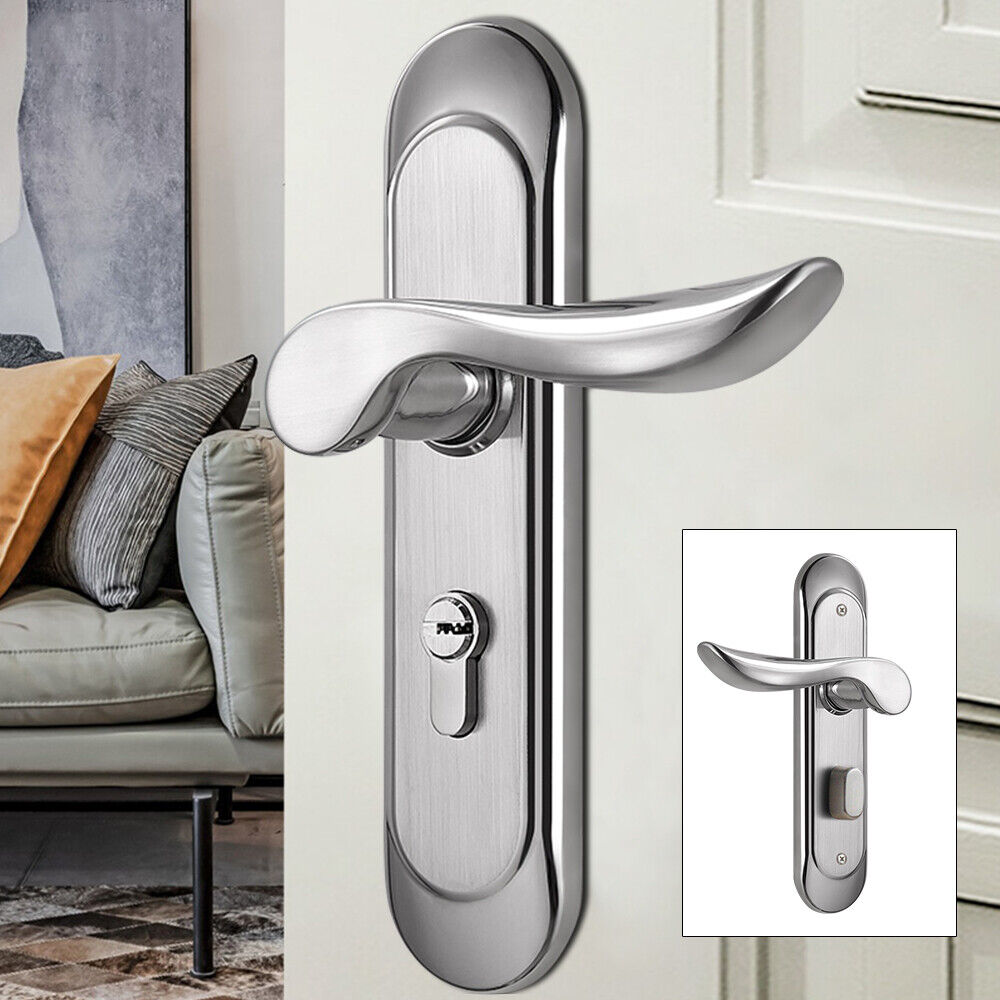Security Door Lock Lever Handle Lock Set Privacy Entry Stainless Steel ...