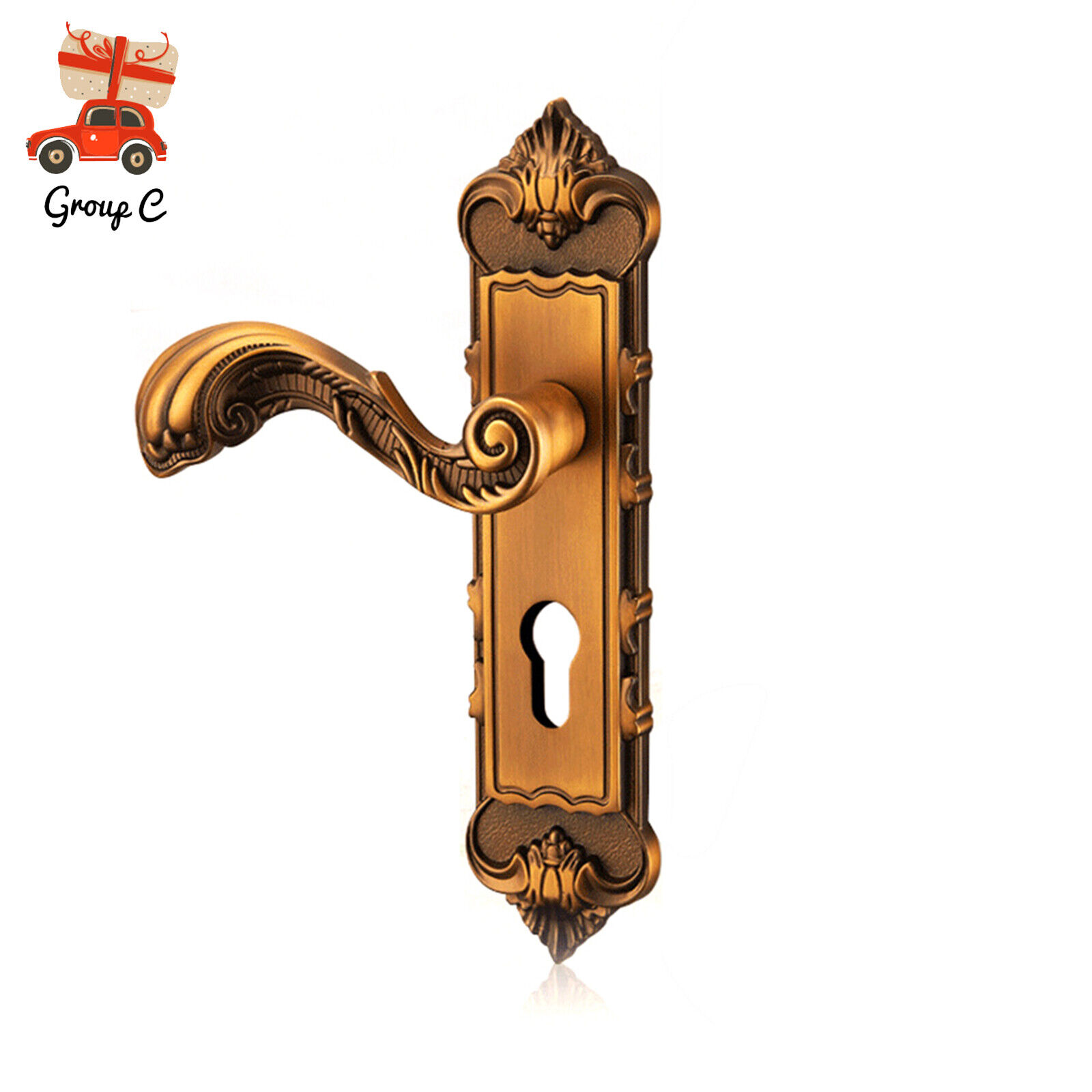 Security Entry Lever Door Lock Set Dual Knob Yellow Bronze Handle ...