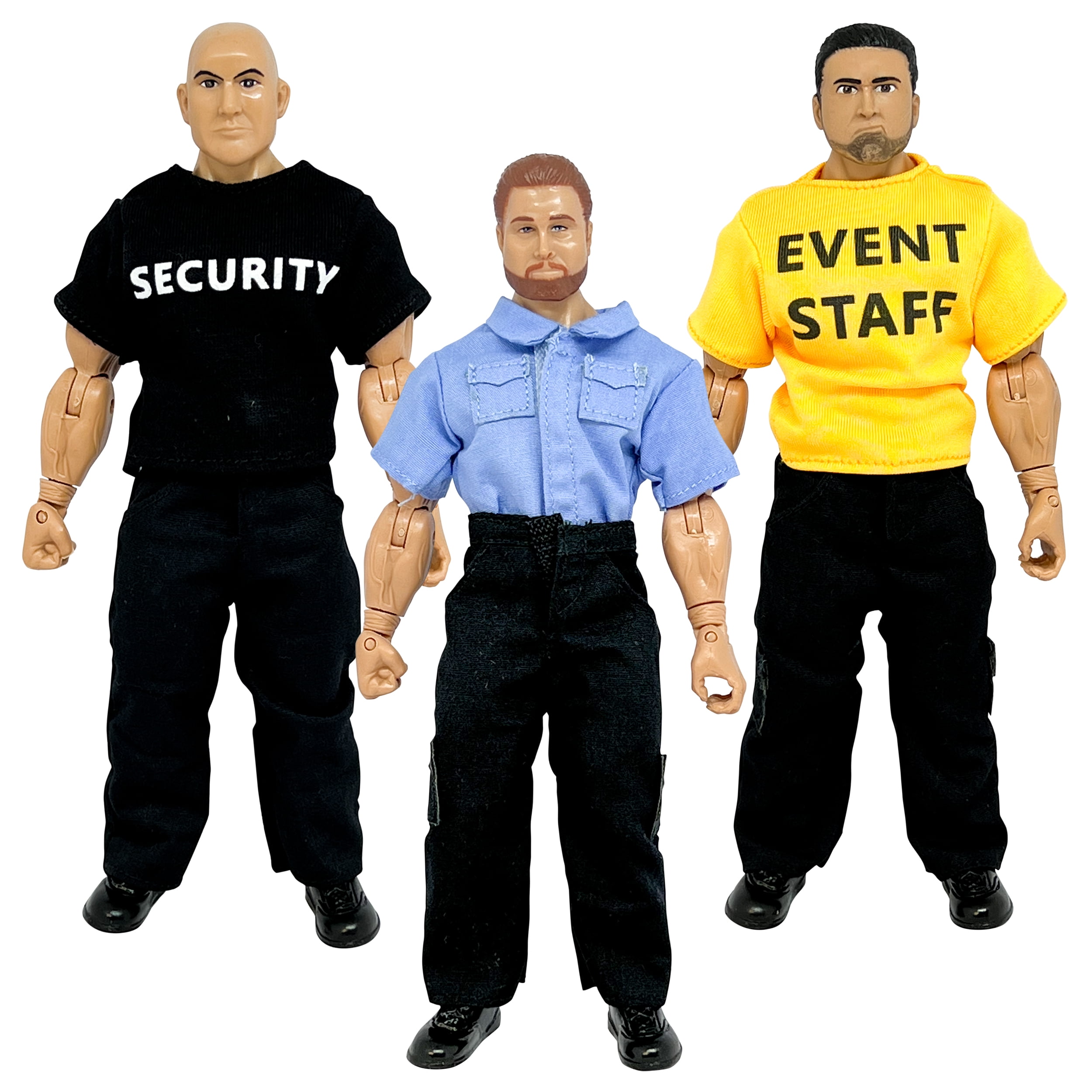 WWE Wrestling Arena Figurines: Security Guard, Event Staff & EMT Action ...