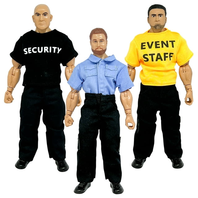 WWE Wrestling Arena Figurines: Security Guard, Event Staff & EMT Action ...