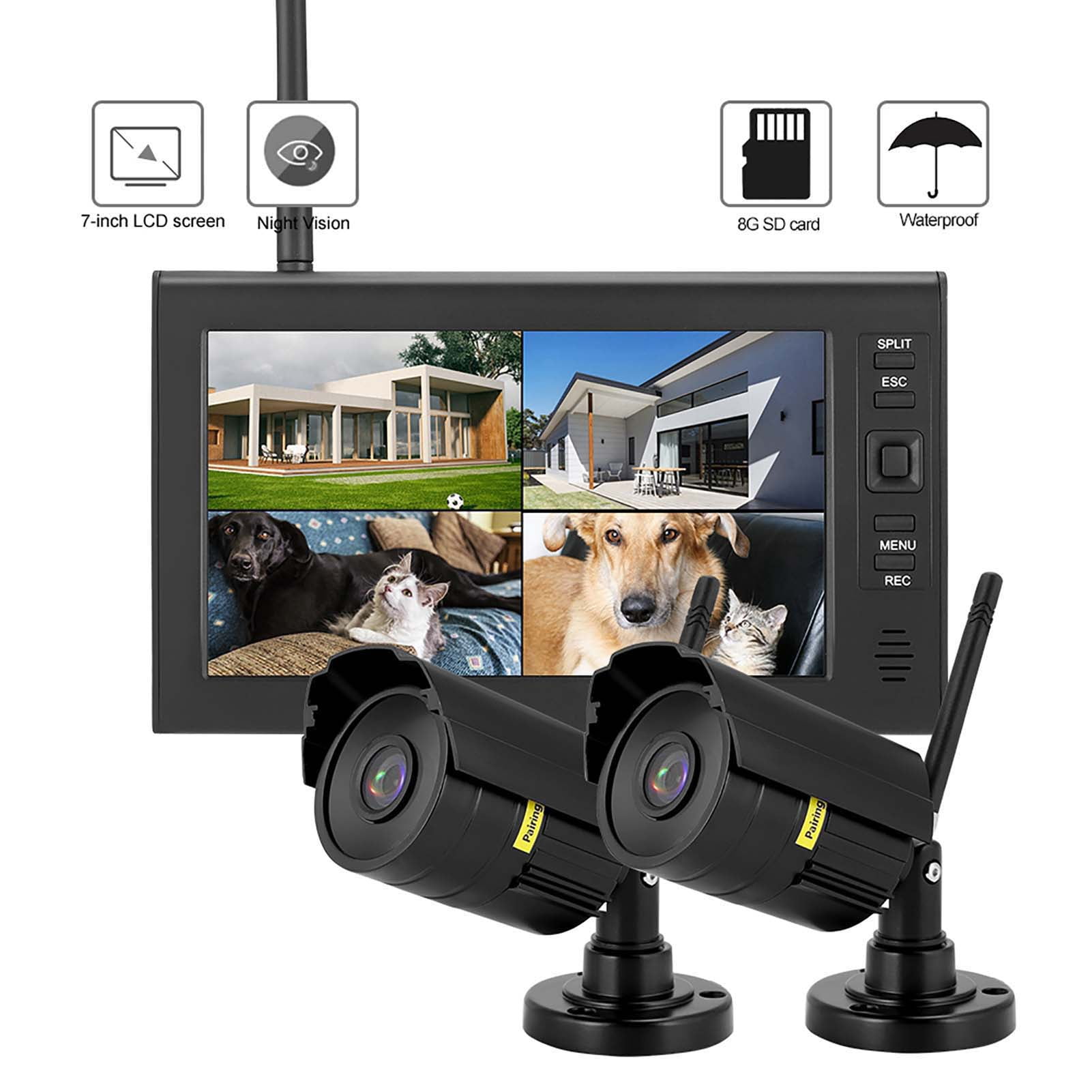 Security IR Camera, Waterproof Wireless Security Monitor, 4 Channels ...